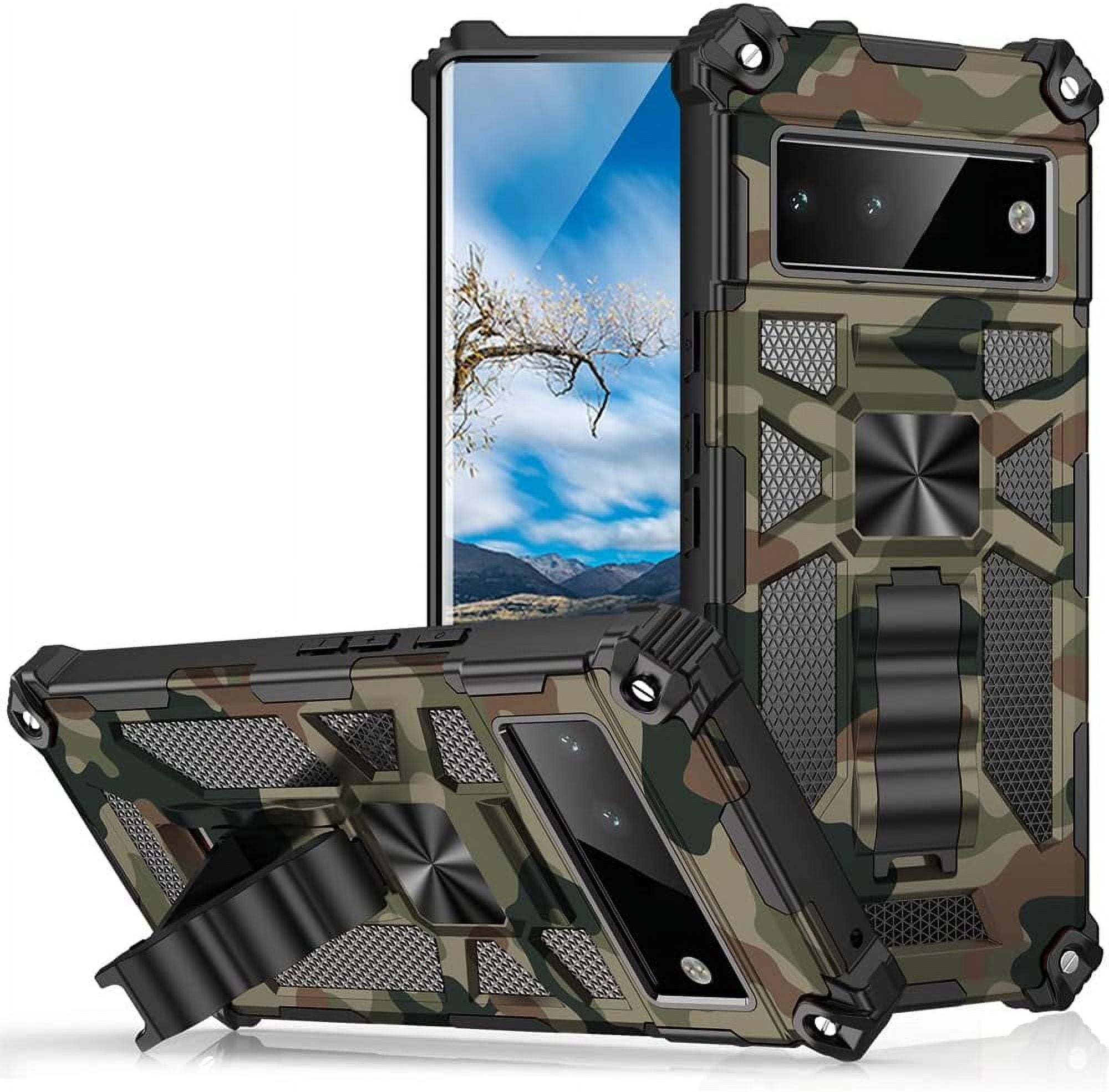 Camouflage Magnetic Kickstand Case for Google Pixel 6A, Military Grade ...