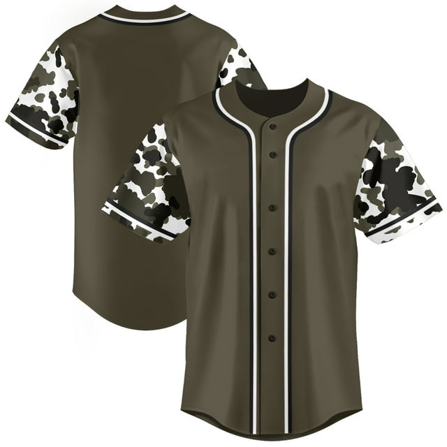 Camouflage Mens Baseball Jersey Blank Button Down Shirts Hip Hop ...