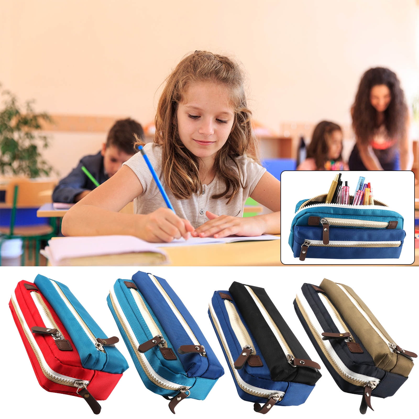 Camouflage Multi-layer Pencil Bag, Large-capacity Learner Stationery ...