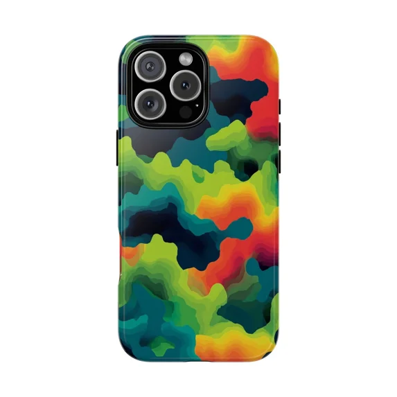 Camouflage Orange Blue Green Pattern Phone Case with iPhone 17 through ...