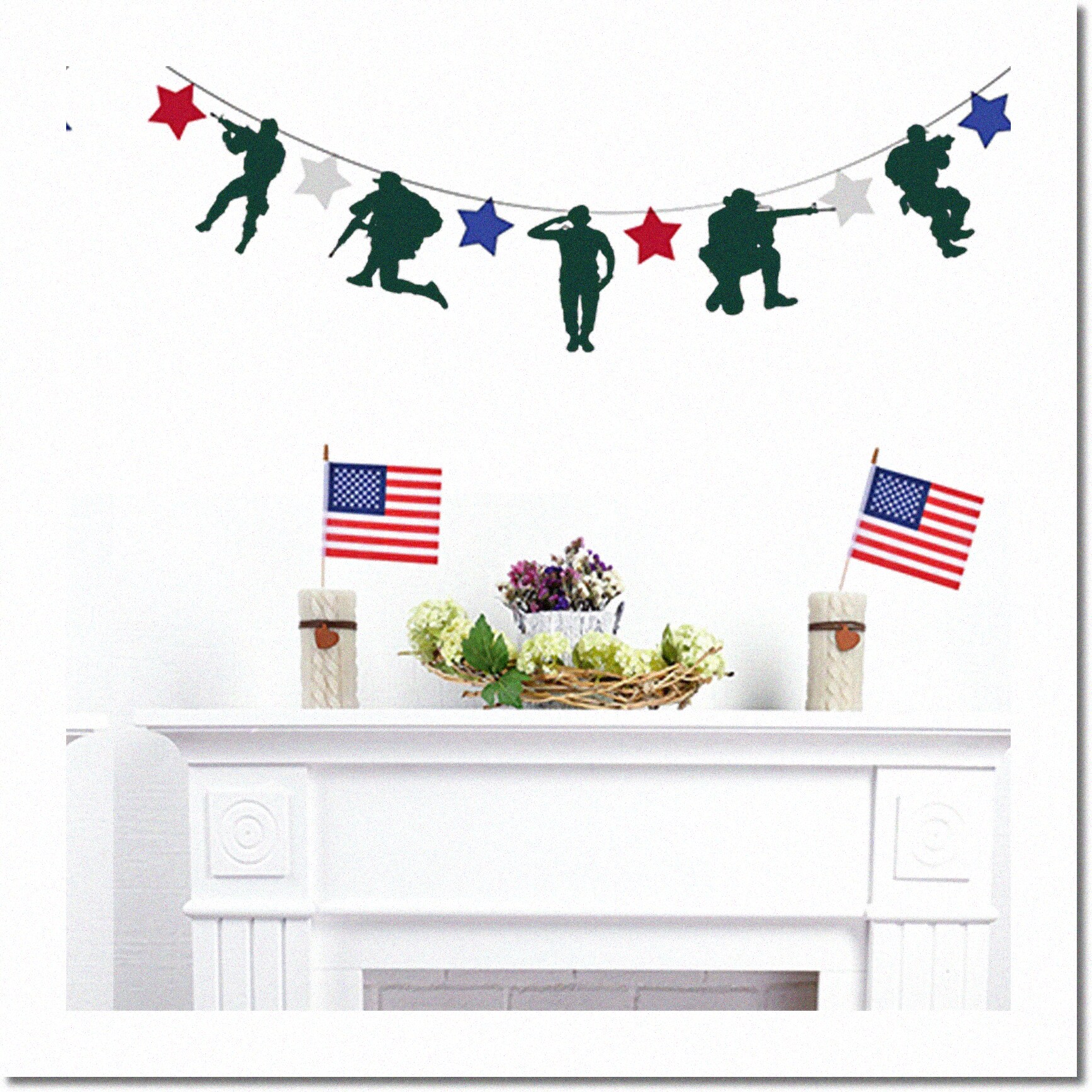 Camouflage Patriot Party Banner - Military Veteran Decorations for Army ...