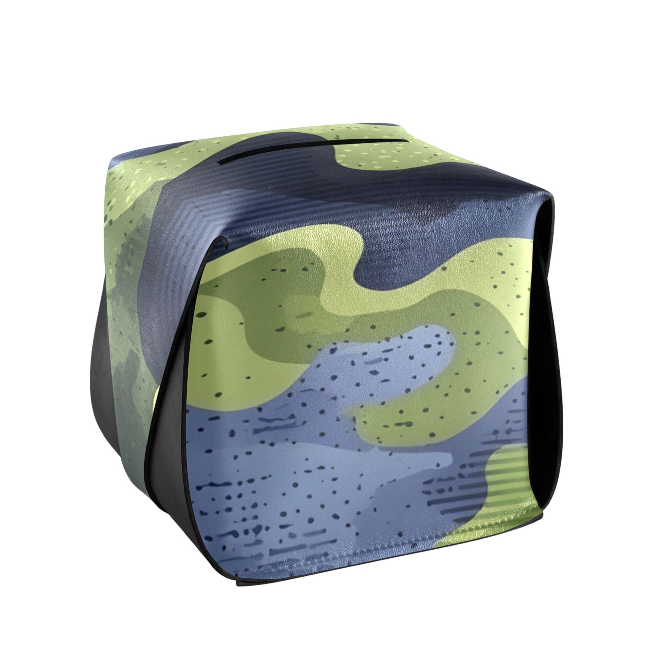 Camouflage Pattern 5.7in Leather Tissue Box Cover Square PVC Handmade ...
