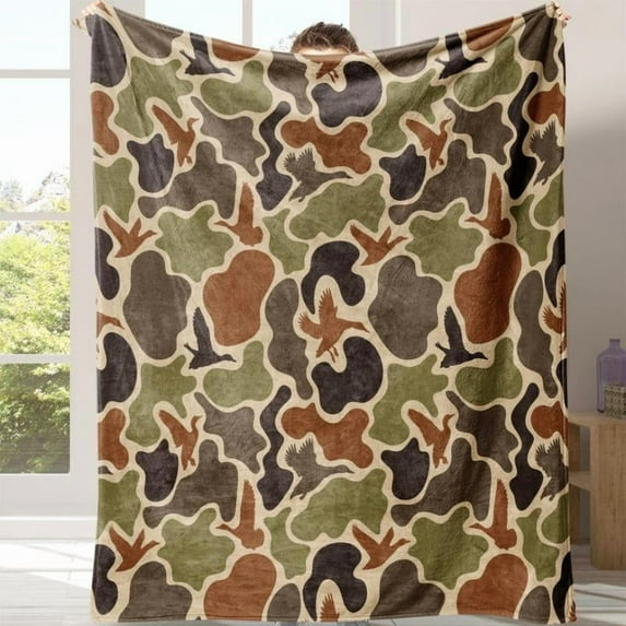 Camouflage Pattern Flannel Blanket Soft Comfortable Warm For Napping ...