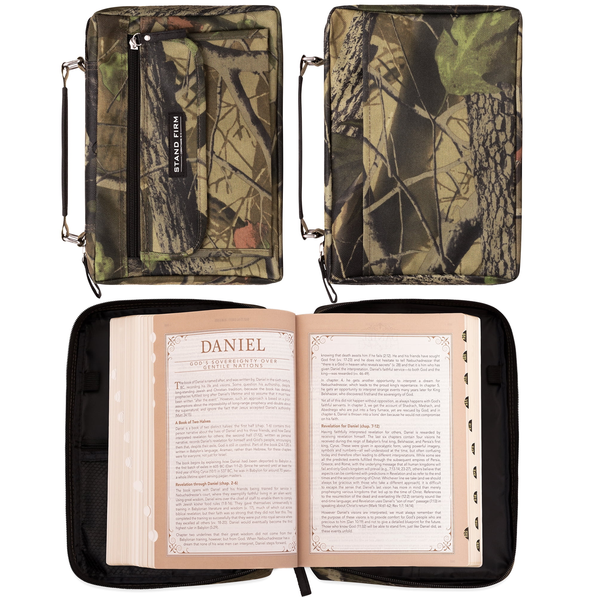 Stand Firm Mossy Oak Camo Poly-Canvas Bible Cover with Small Pockets ...