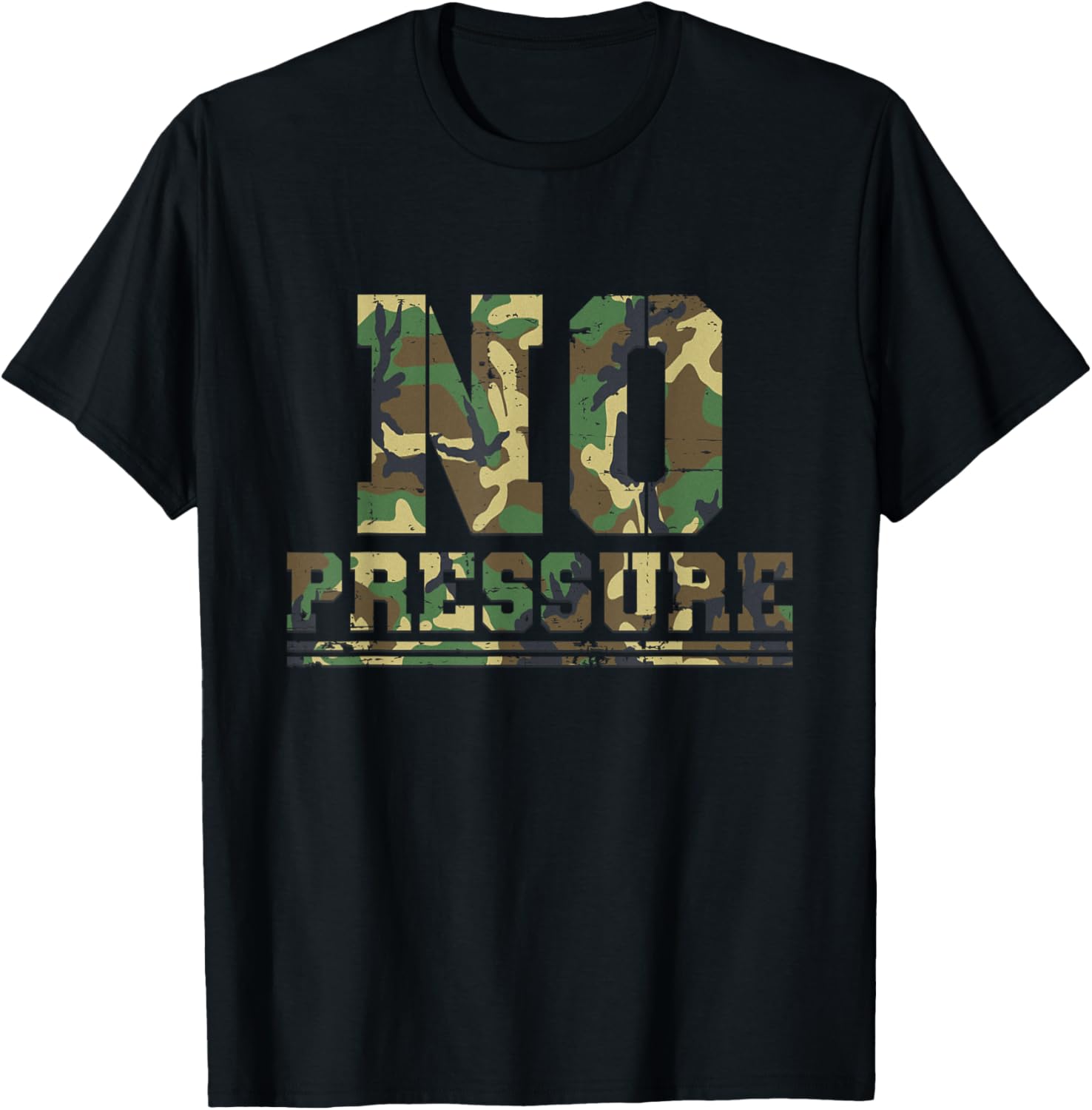 Camouflage No Pressure Funny Sarcasm Quote Gym Workout Camo T-Shirt ...