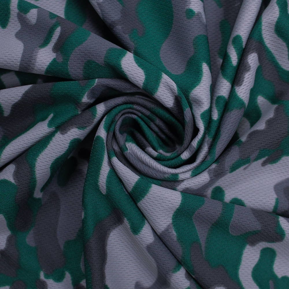 Camouflage Print Medium Weight Dimple Mesh Poly Stretch Sports Knit ...