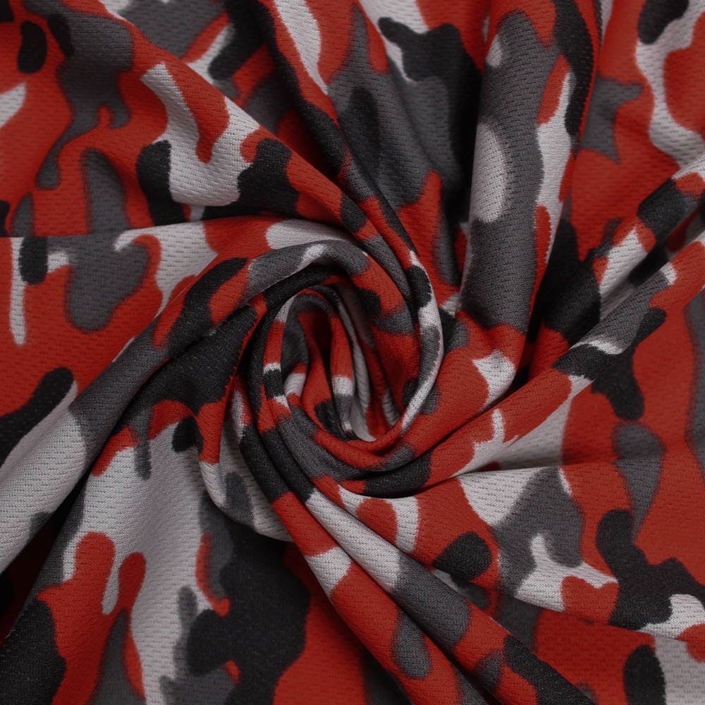 Camouflage Print Medium Weight Dimple Mesh Poly Stretch Sports Knit ...