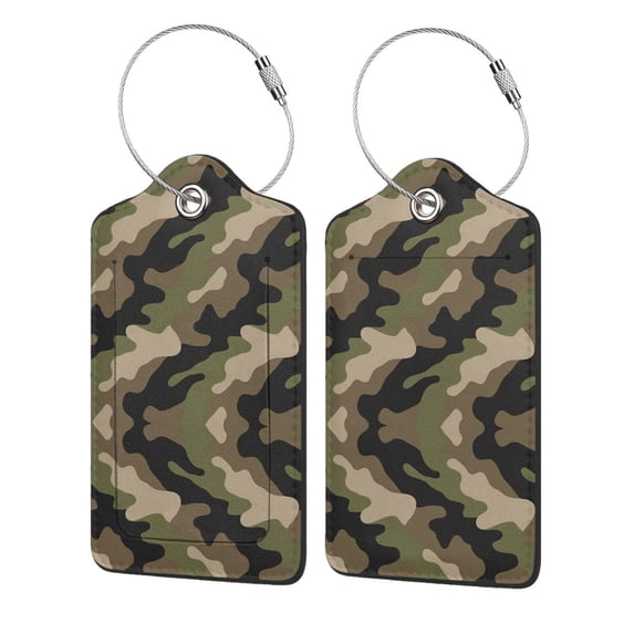Camouflage Print Pattern Leather Luggage Tag with Loops Suitcase Tags ...