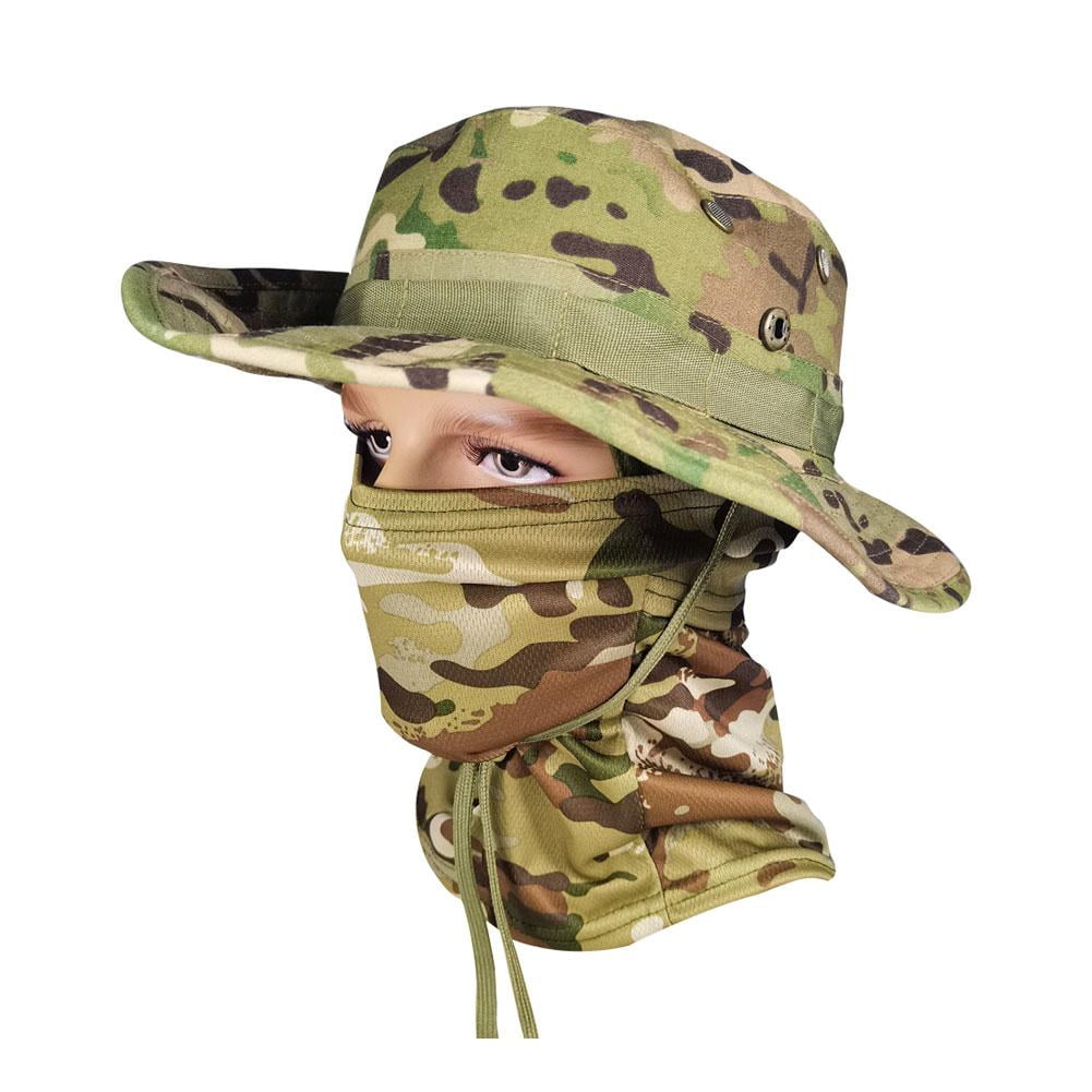 Camouflage Round Brimmed Bunny Hat with Sun Shading Sunscreen Fisherman ...
