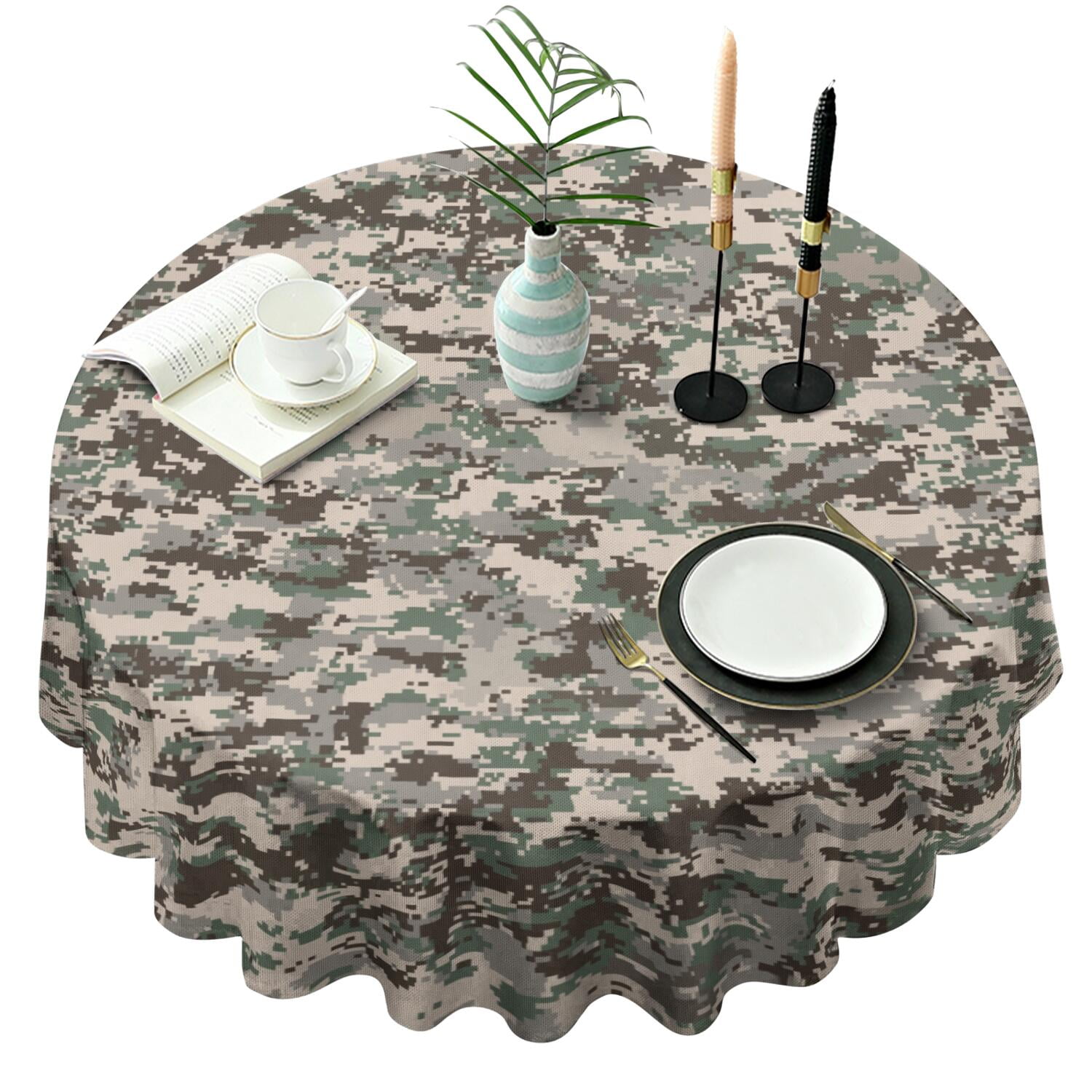 Camouflage Round Tablecloth 60x60in(153x153cm) – Waterproof Polyester ...