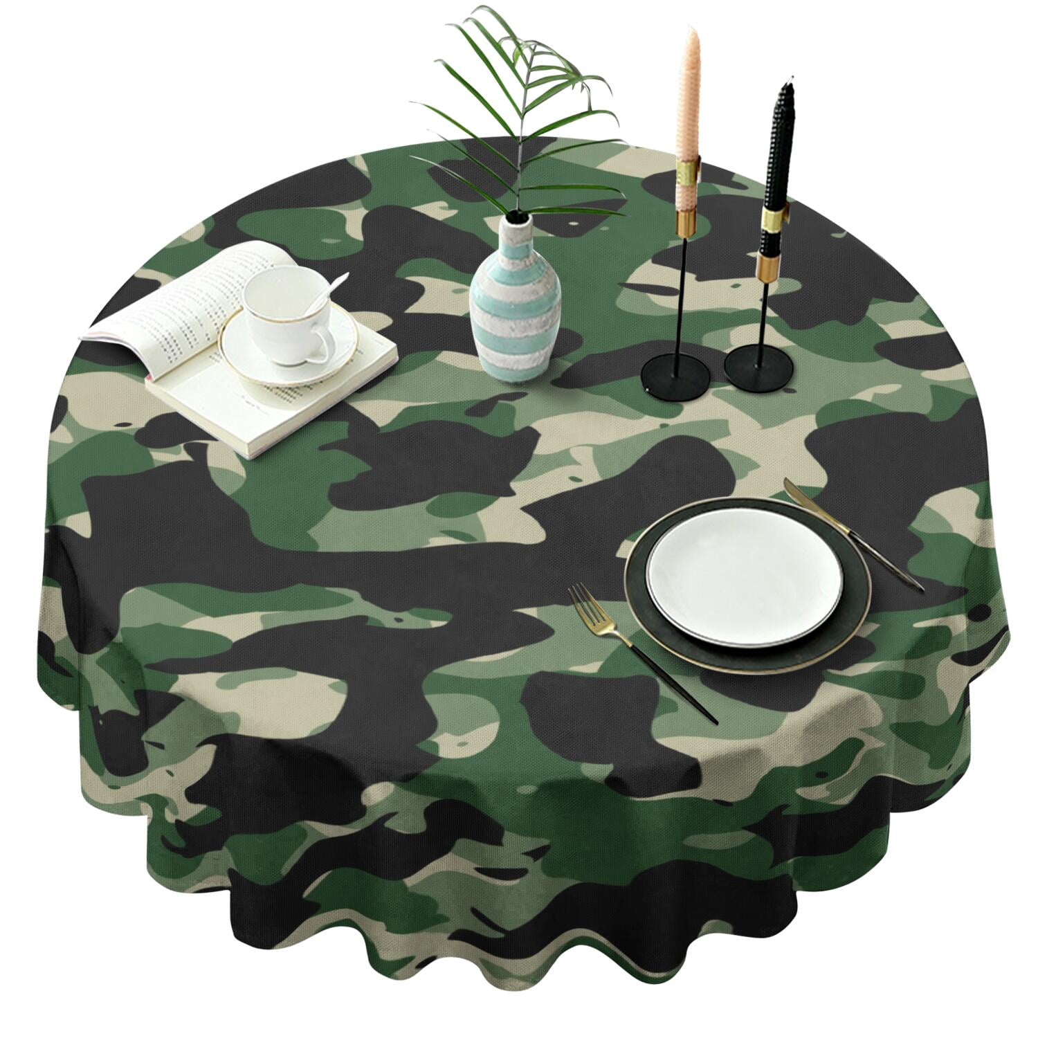 Camouflage Round Tablecloth 60x60in(153x153cm) – Waterproof Polyester ...