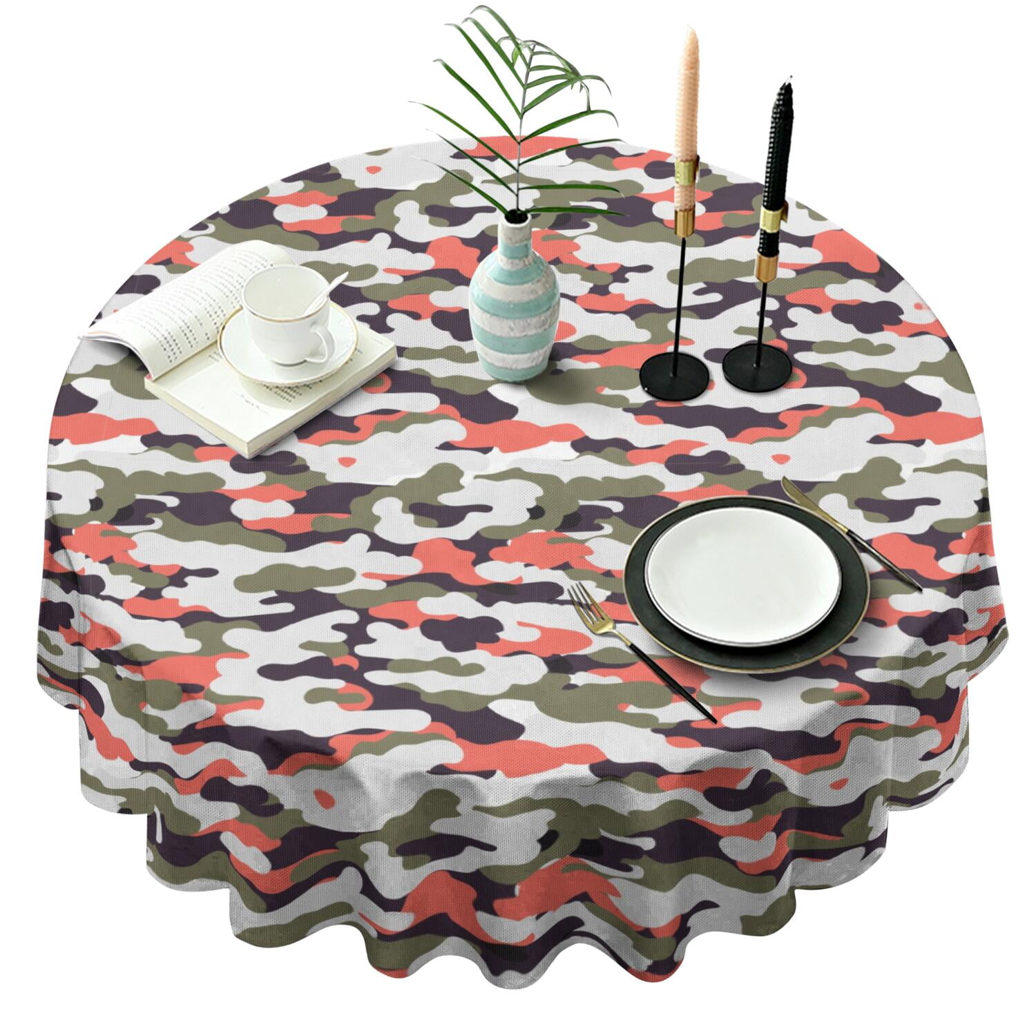 Camouflage Round Tablecloth 70x70in(178x178cm) – Waterproof Polyester ...