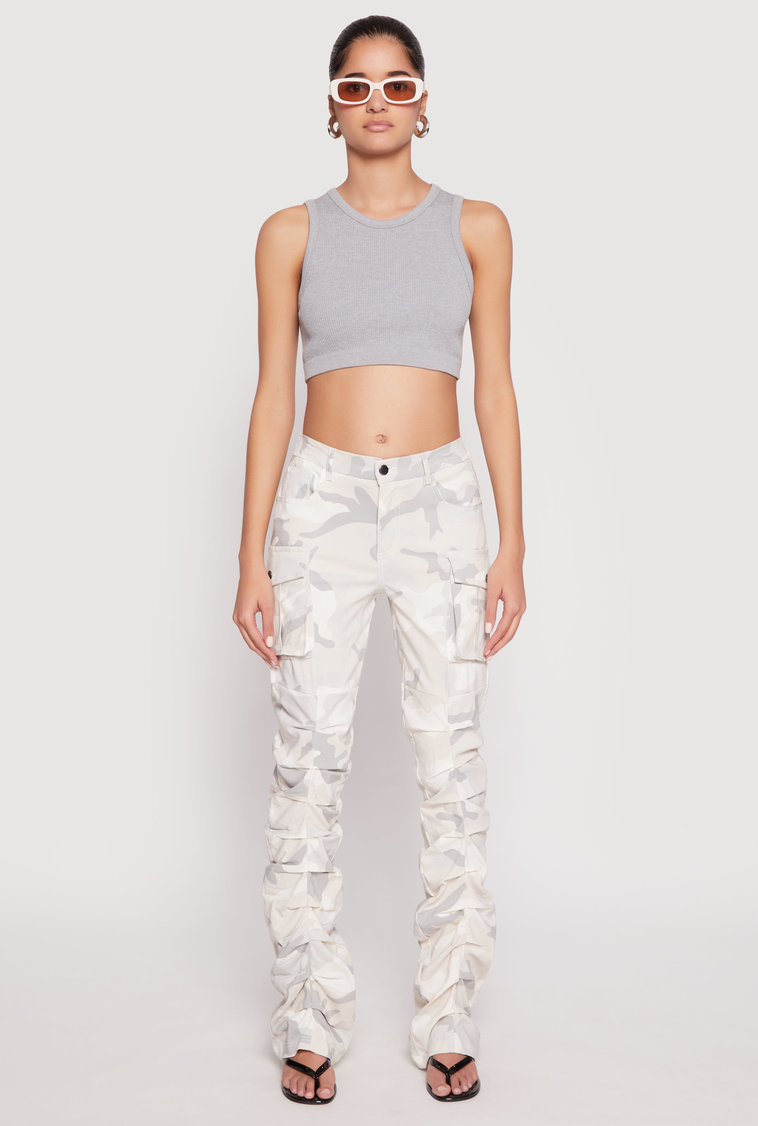 Rainbow Shops Female Adult Camouflage Stacked Cargo Pants casual_pants ...