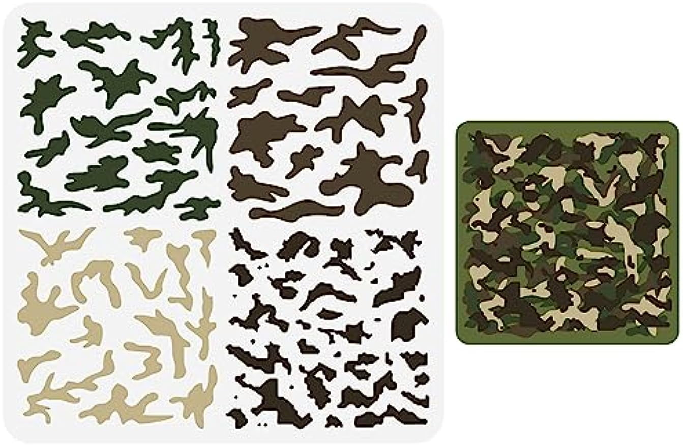 Camouflage Stencil for Painting 11.8x11.8inch Reusable Layered ...