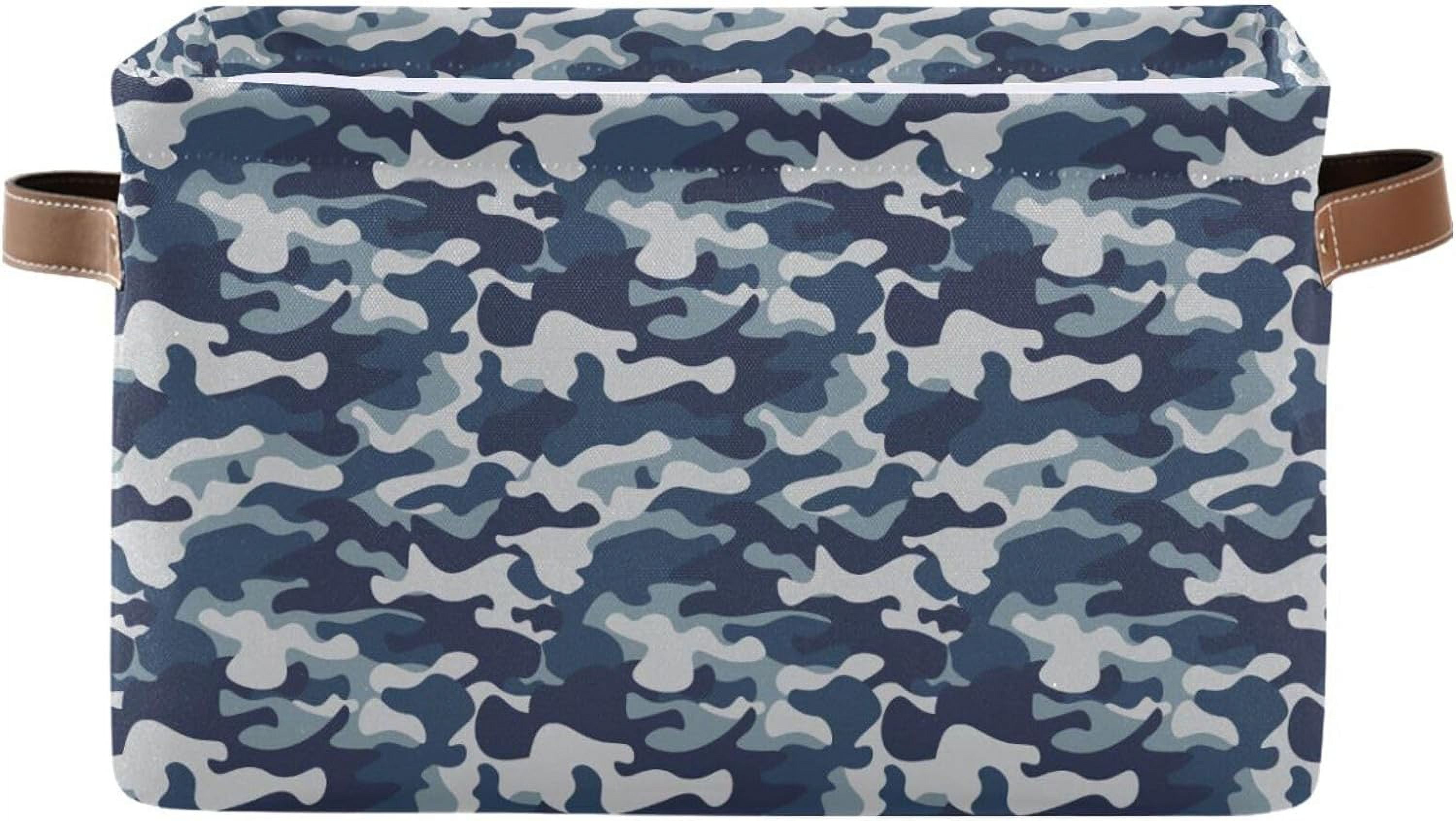 Camouflage Storage Basket, Durable Canvas Organizer With Handles Large ...