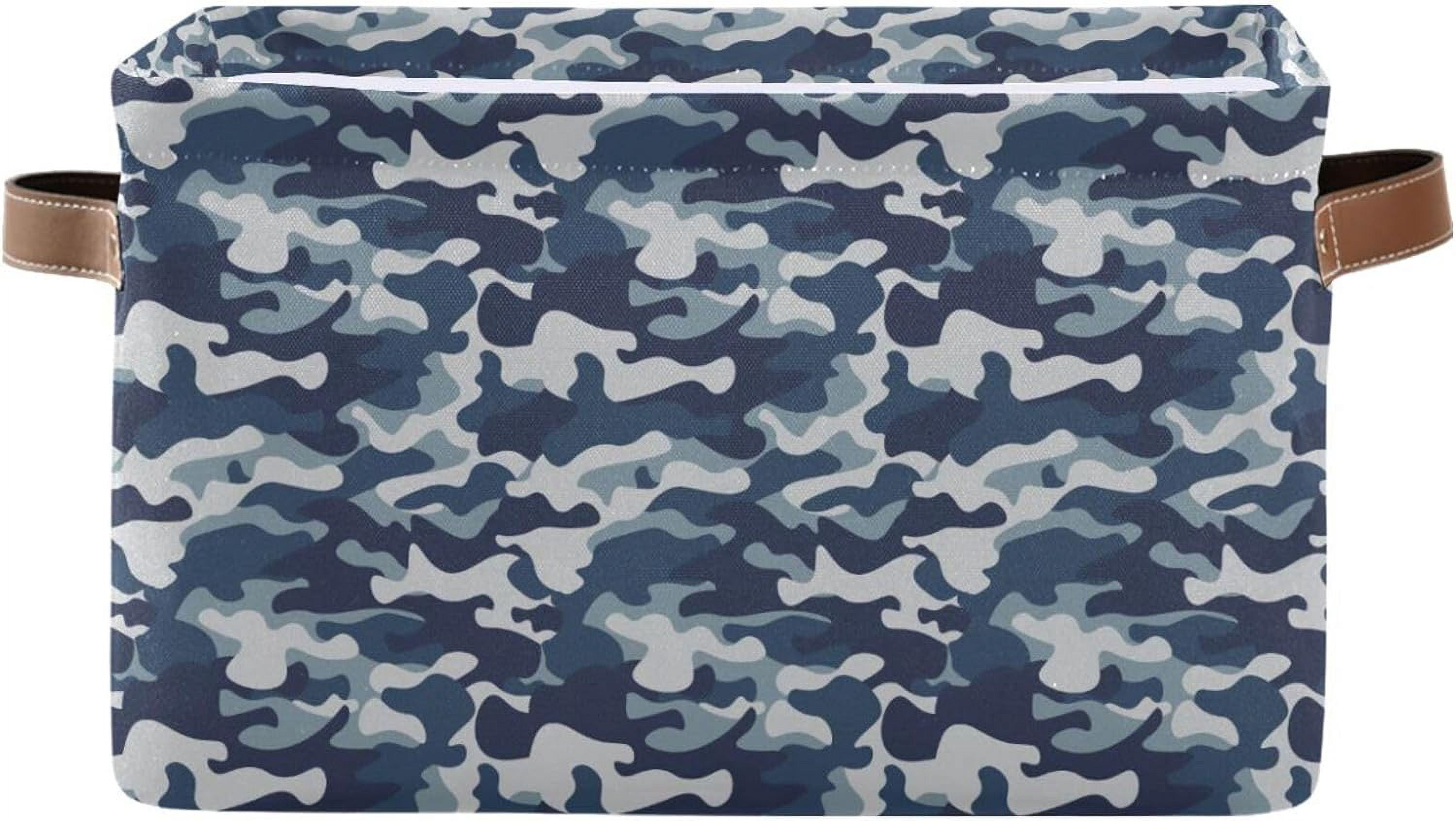 Camouflage Storage Basket, Durable Canvas Organizer With Handles Large ...