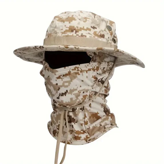 Camouflage Sun Protection Bucket Hat with Neck Gaiter Set, Breathable ...