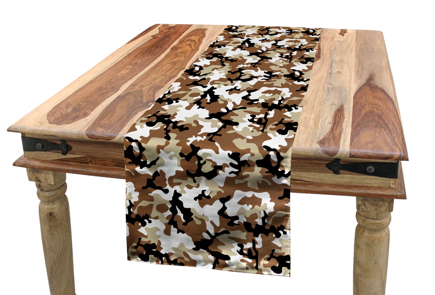 Camouflage Table Runner, Abstract Style in Various Shades of Brown ...