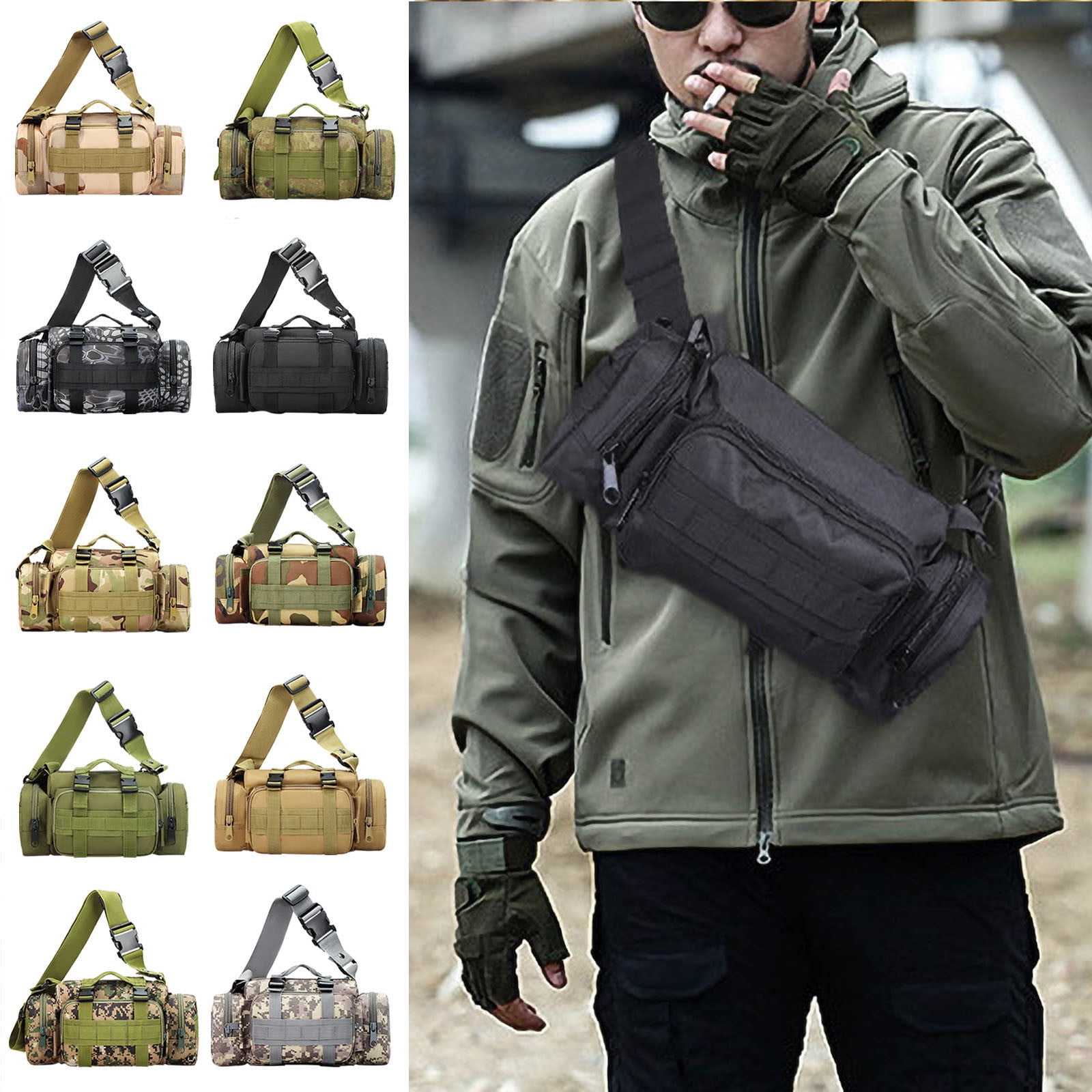 Camouflage Tactical Crossbody Bag, Waterproof Quick Access, Adjustable ...