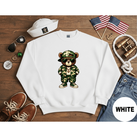 Camouflage Teddy Bear Streetwear Festive Holiday Fun Celebration Cozy ...