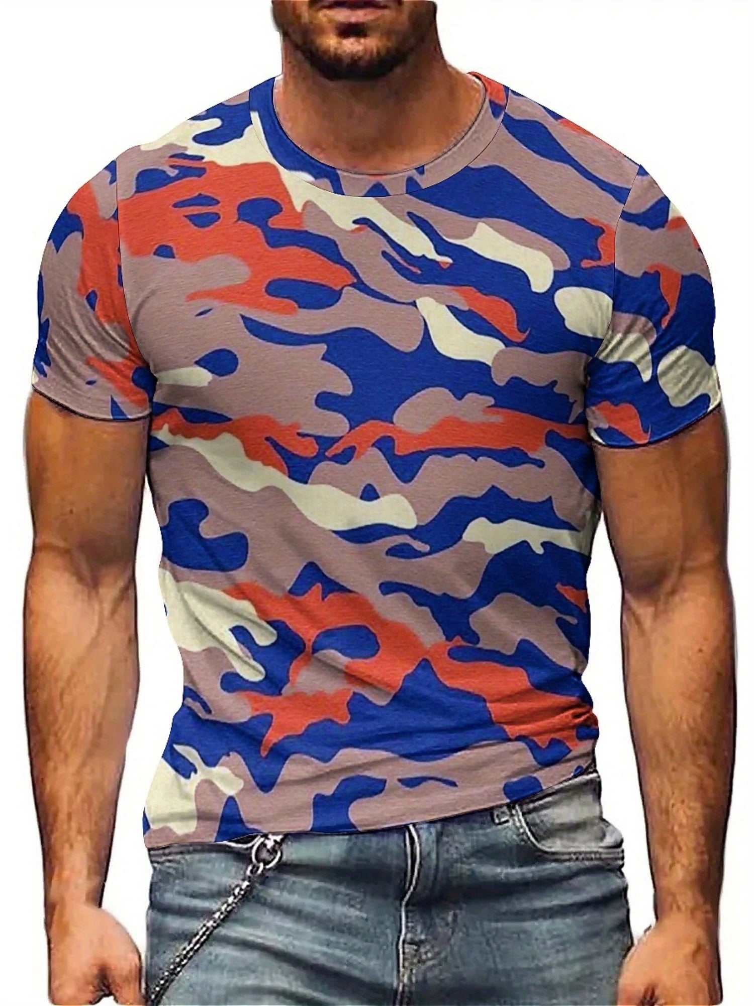 Camouflage Trend Men's 3D Printed Short Sleeve T-Shirt Polyester Fiber ...