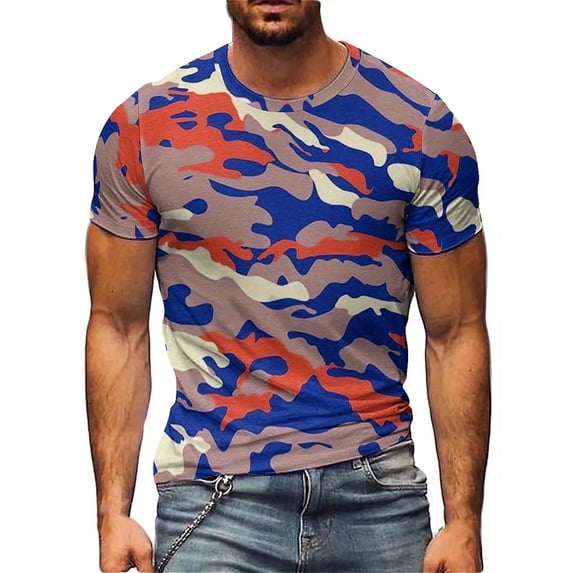 Camouflage Trend Men's 3D Printed Short Sleeve T-Shirt Polyester Fiber ...