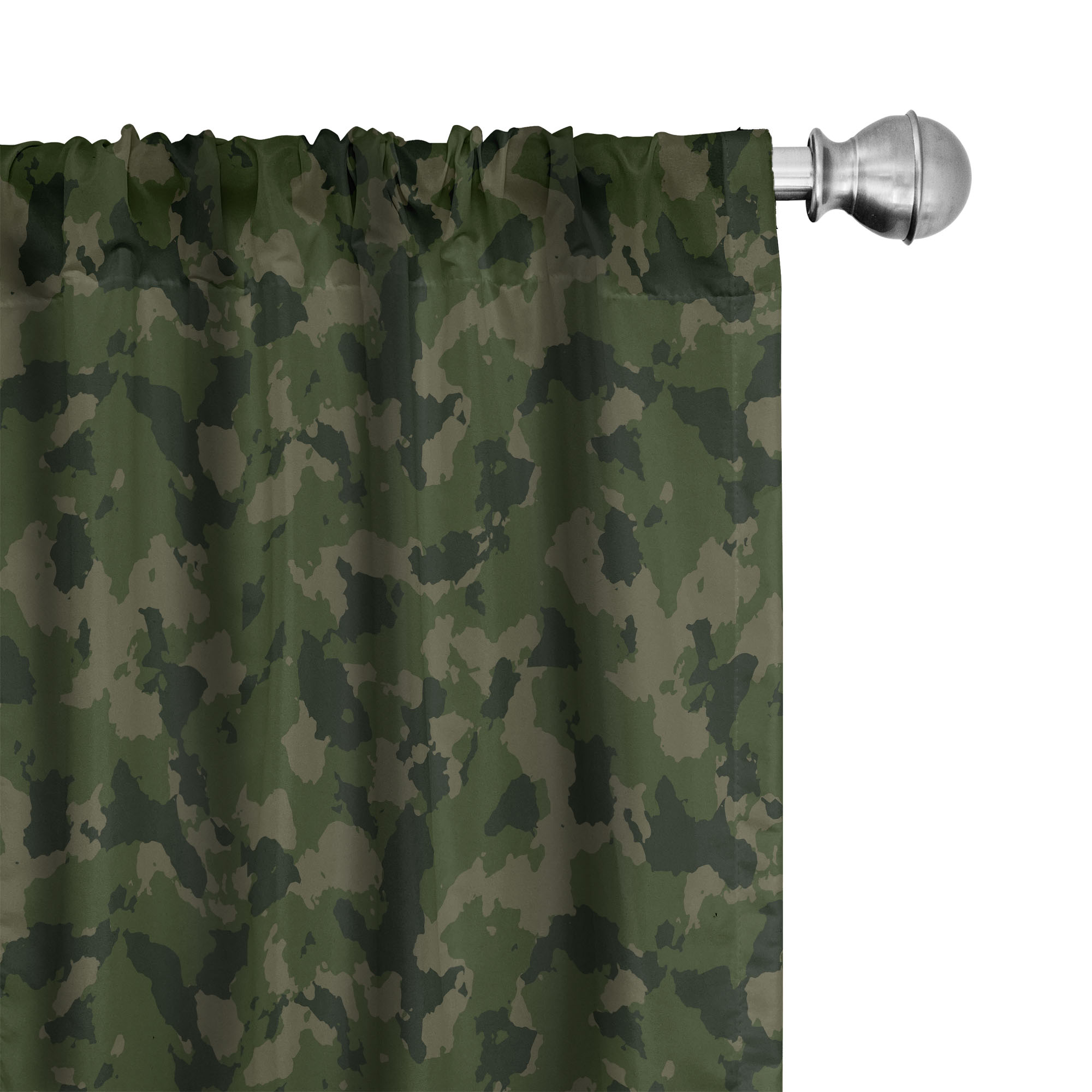 Camouflage Window Curtains, Simplistic Design Woodland Camo Pattern in ...