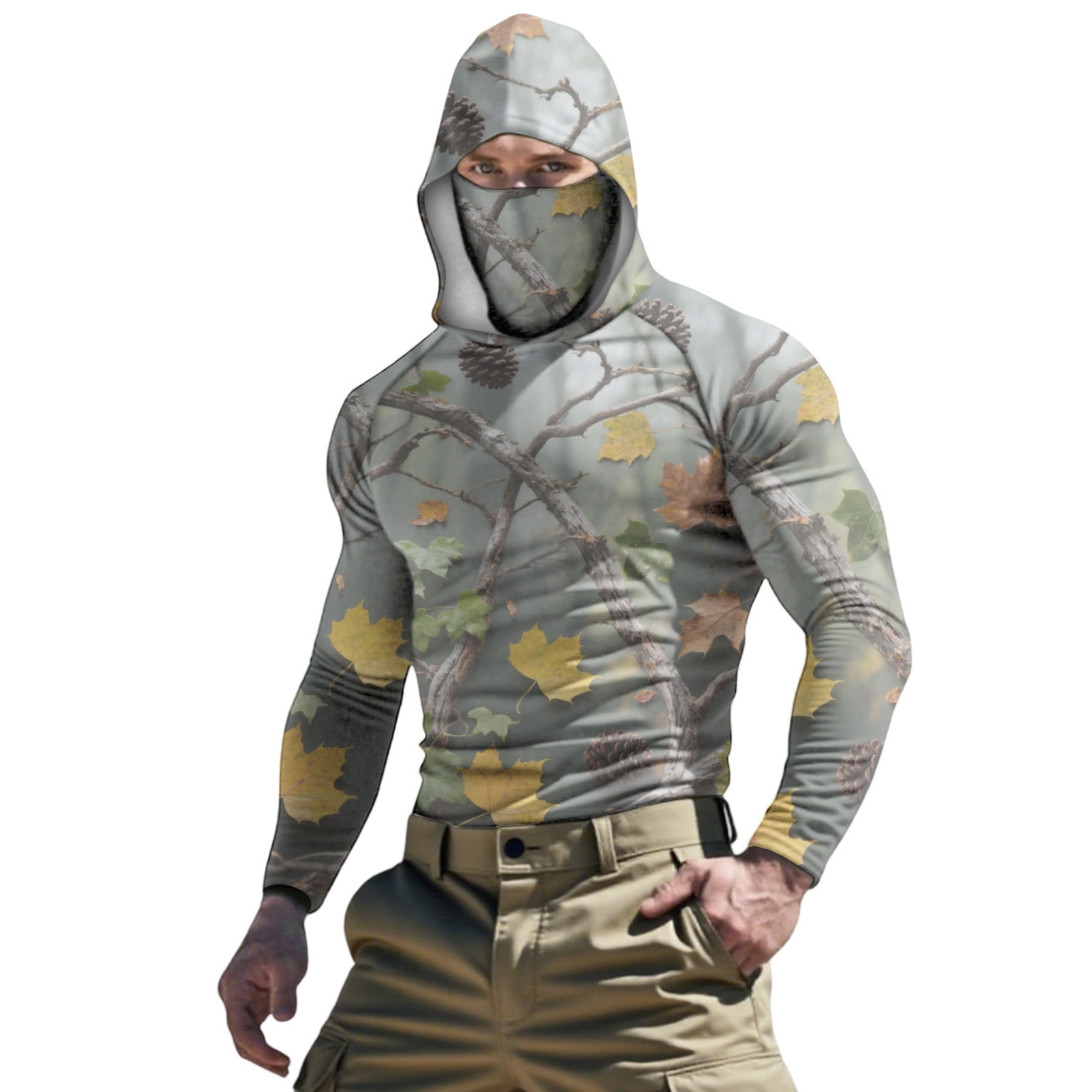 Camouflage Women Men Sun Print Faux Silk Rayon Hoods Outfits for Mens ...