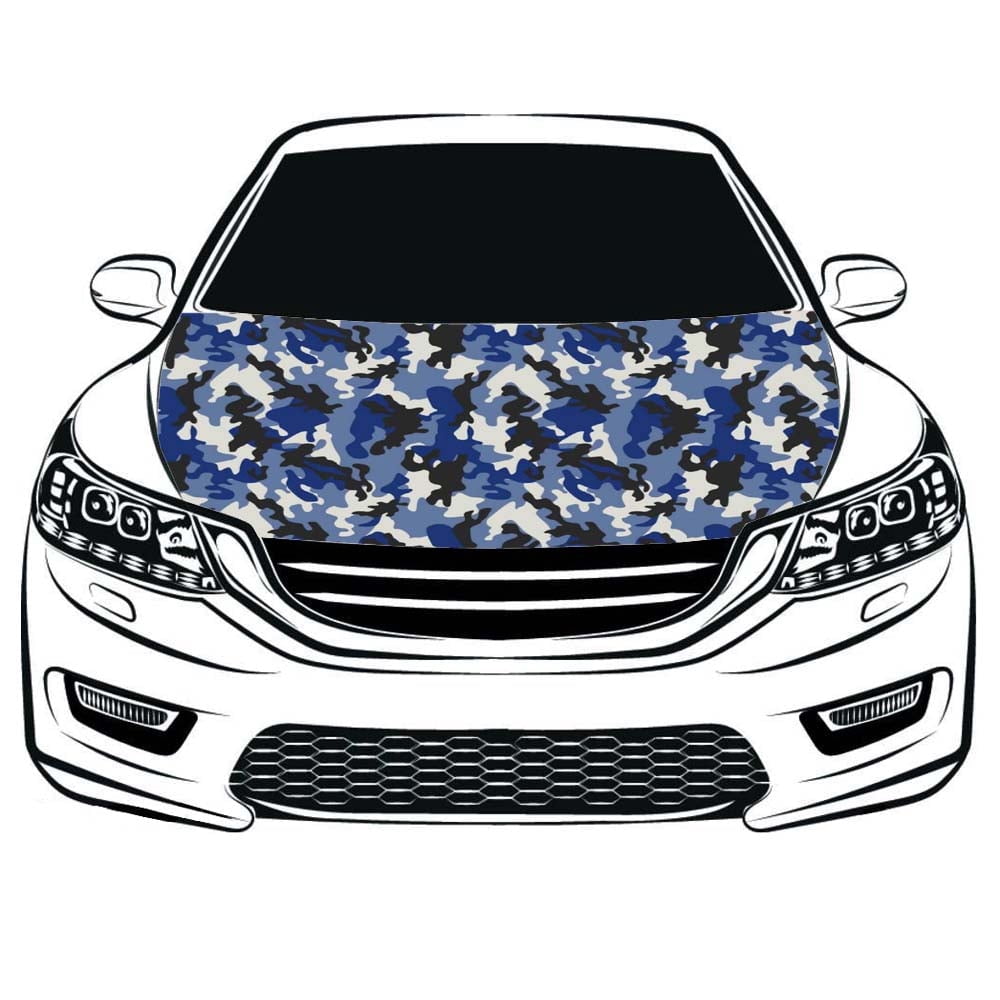 Camouflage blue Car Hood Cover Flag Engine Banner 3.3X5ft/6x7ft 100% ...