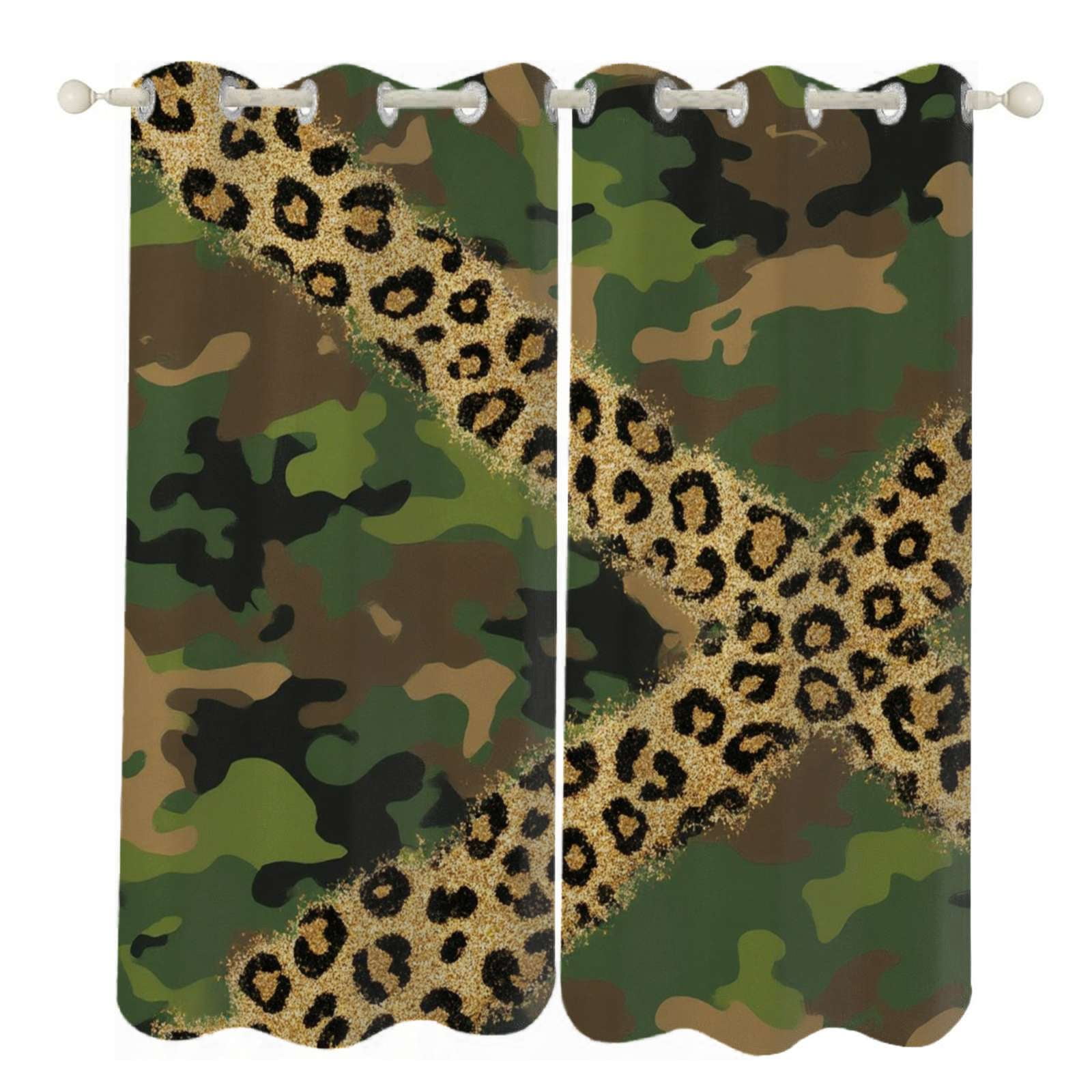 Camouflage glitter leopard print Sunshade Curtains Home Bedroom Living ...