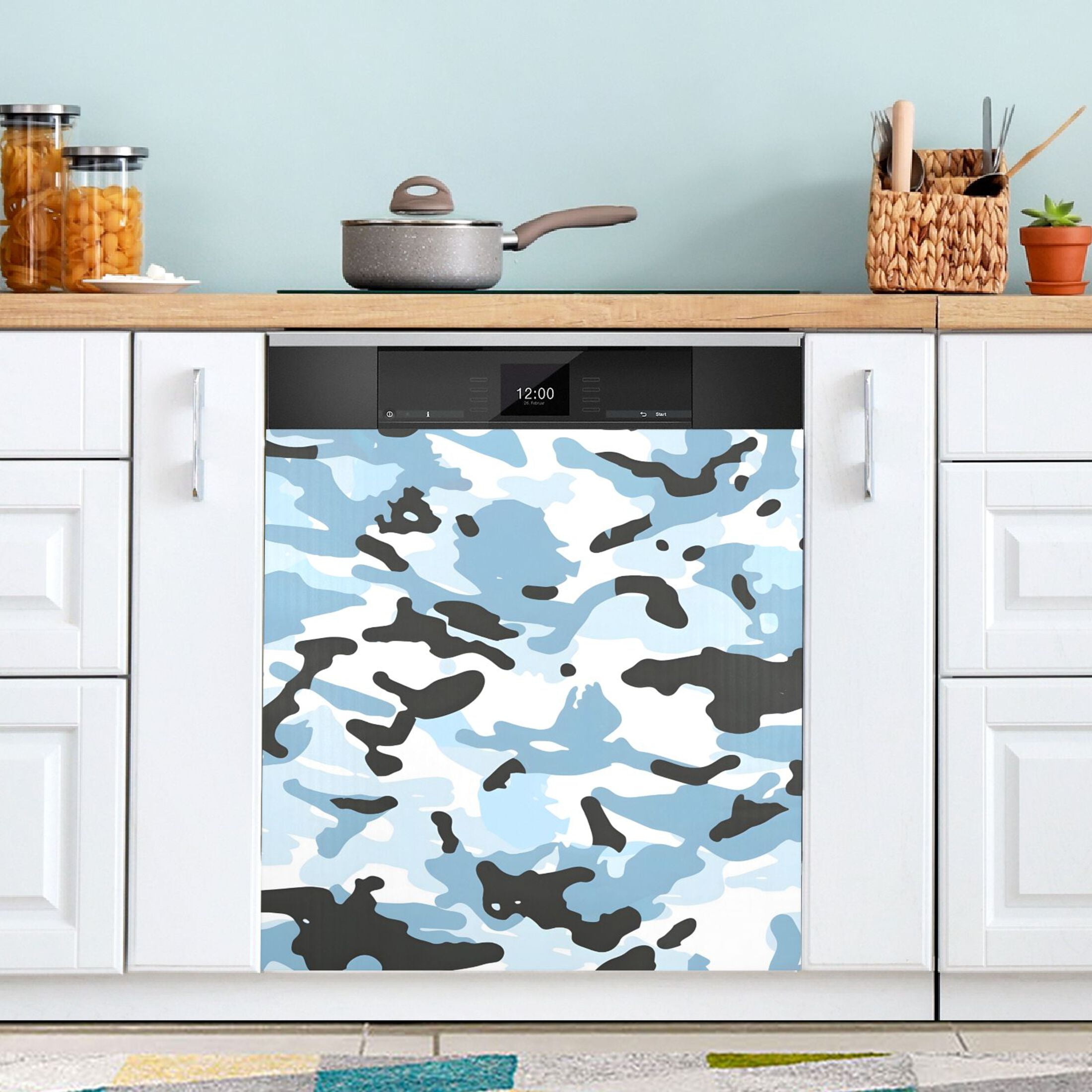 Camouflage in Blue White and Black Dishwasher Magnet Refrigerator ...