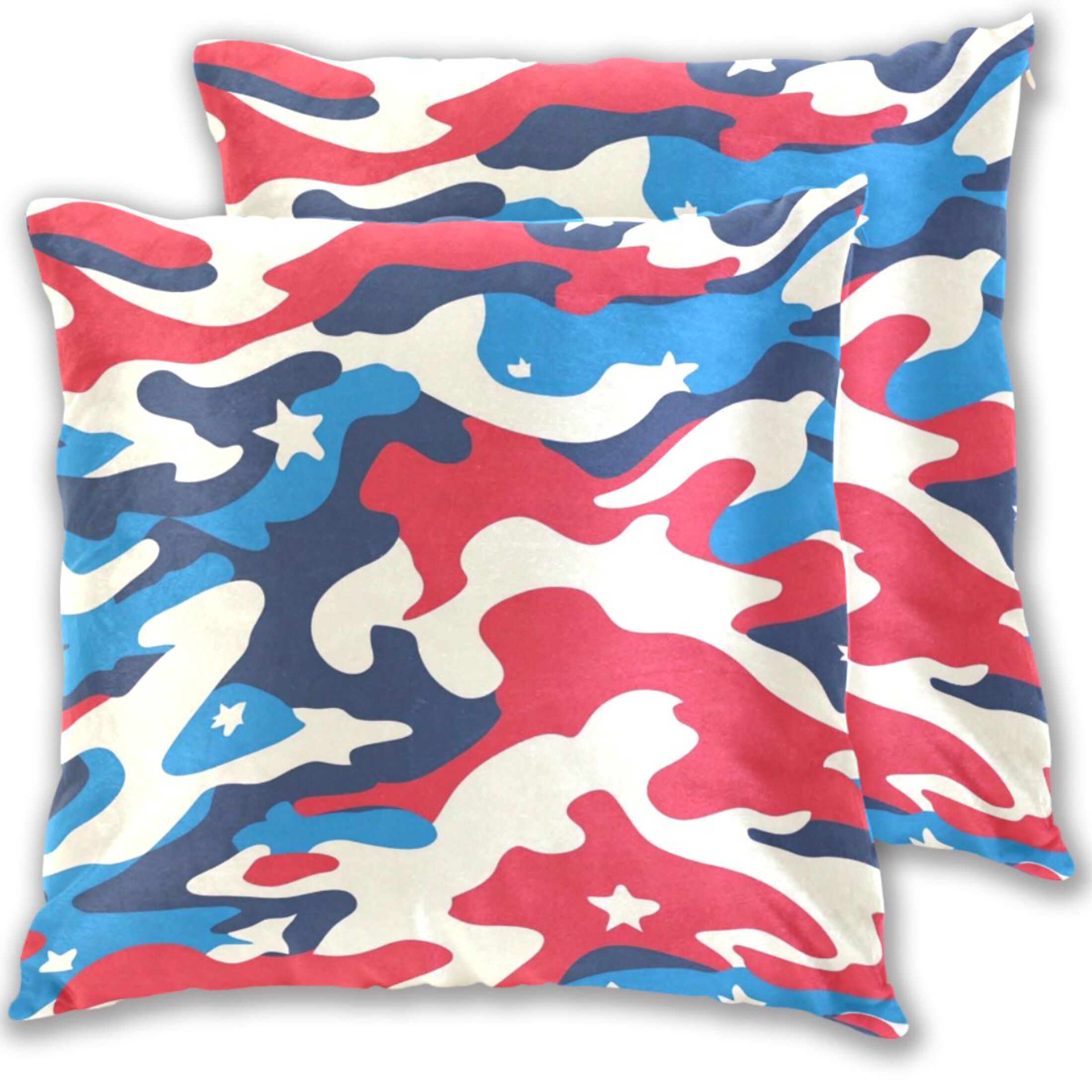 Camouflage in Red White and Blue Throw Pillow Covers Pillowcases 16 x ...