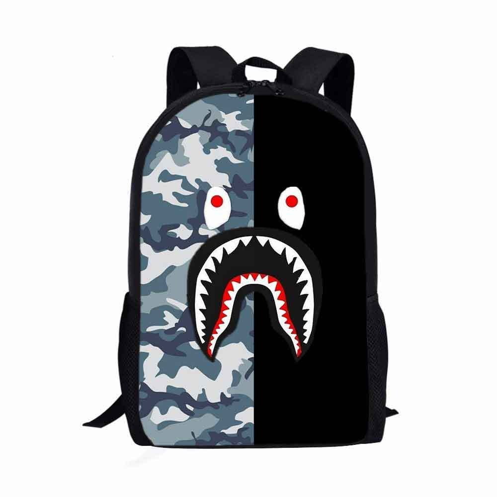 Camouflage shark backpack Shark Teeth backpack Large capacity cartoon ...