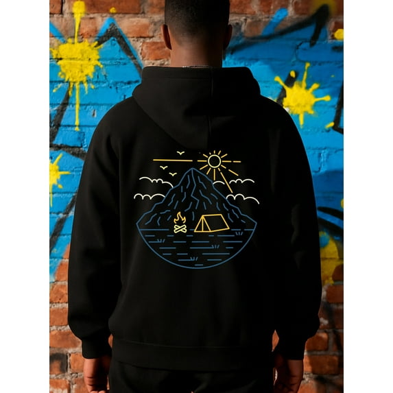 Camp Adventure sweatshirt Camping for men machine washable black New ...