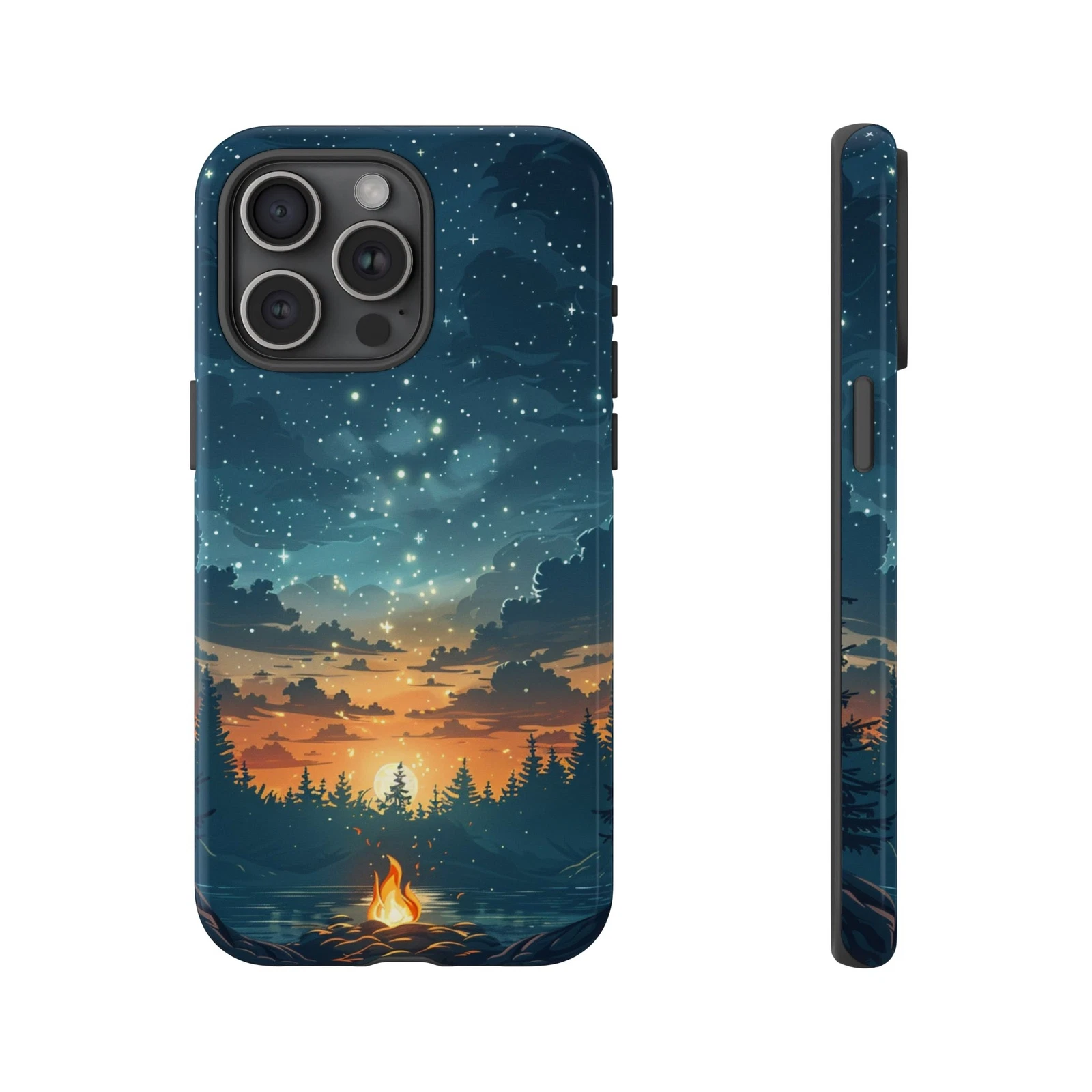 Camp Bonfire at Sunset Under a Starry Night Phone Case for 17 16 15 14 ...