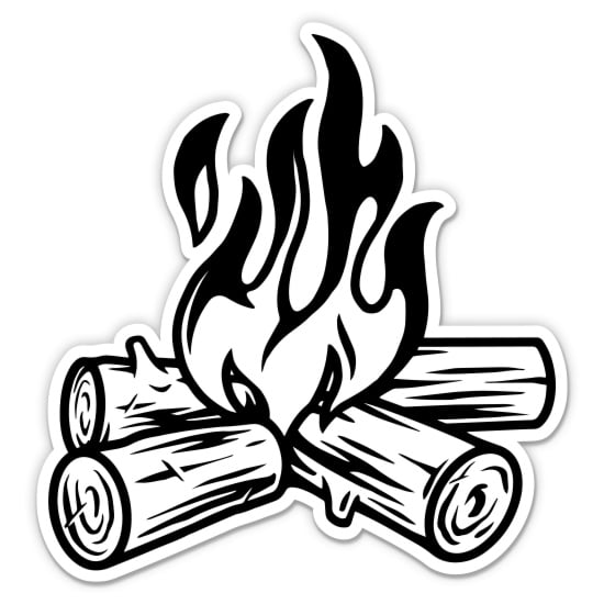 Camp Fire Camping Outdoor Simple Camper - 3" Vinyl Sticker - For Car ...