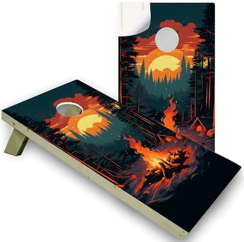 Camp Fire Cornhole Decal, Cornhole Board Vinyl Wraps Only - Durable and ...