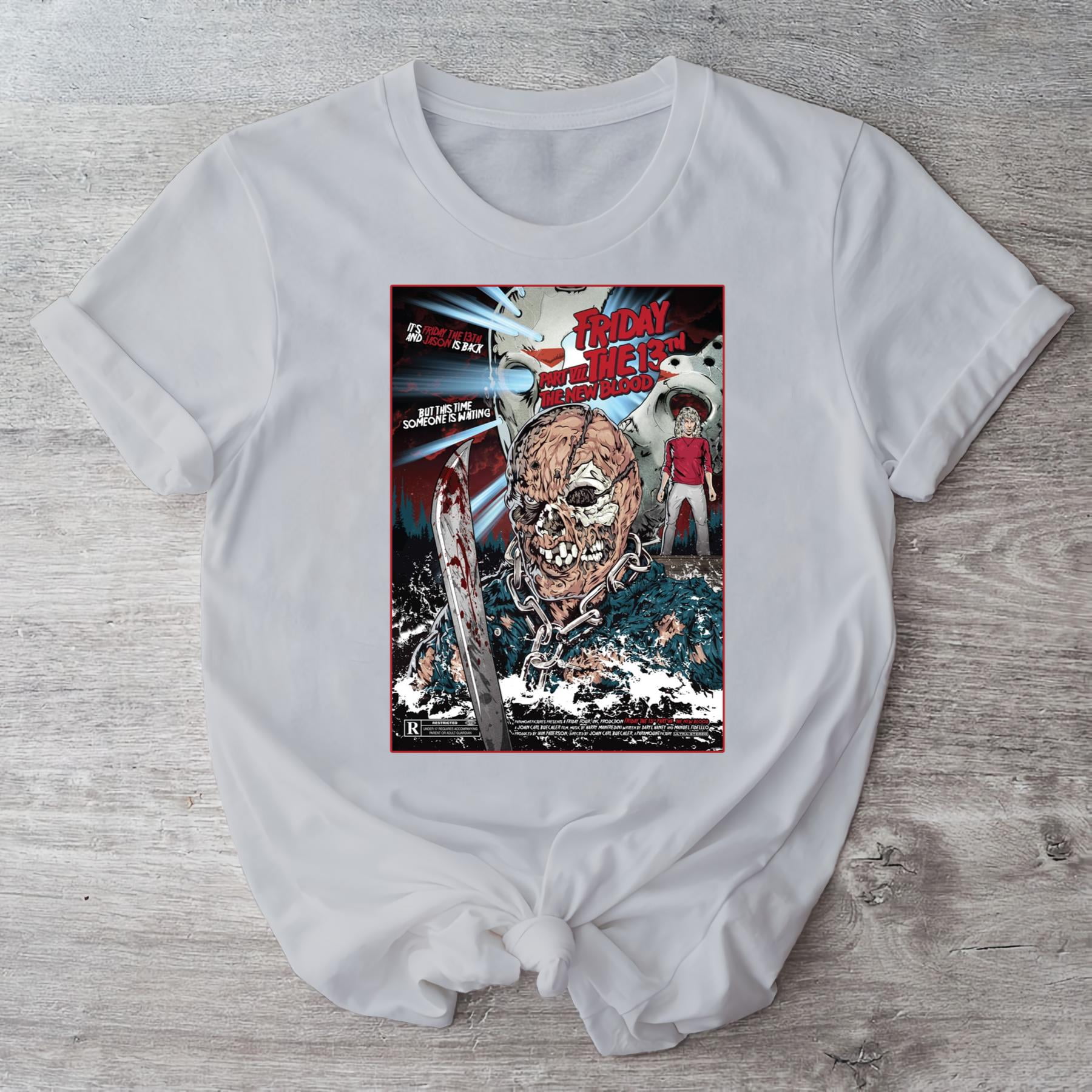 Camp Horror Masked Icon Tee, 80s Slasher Classic Tribute Shirt, Retro Thriller Movie Vibe ...