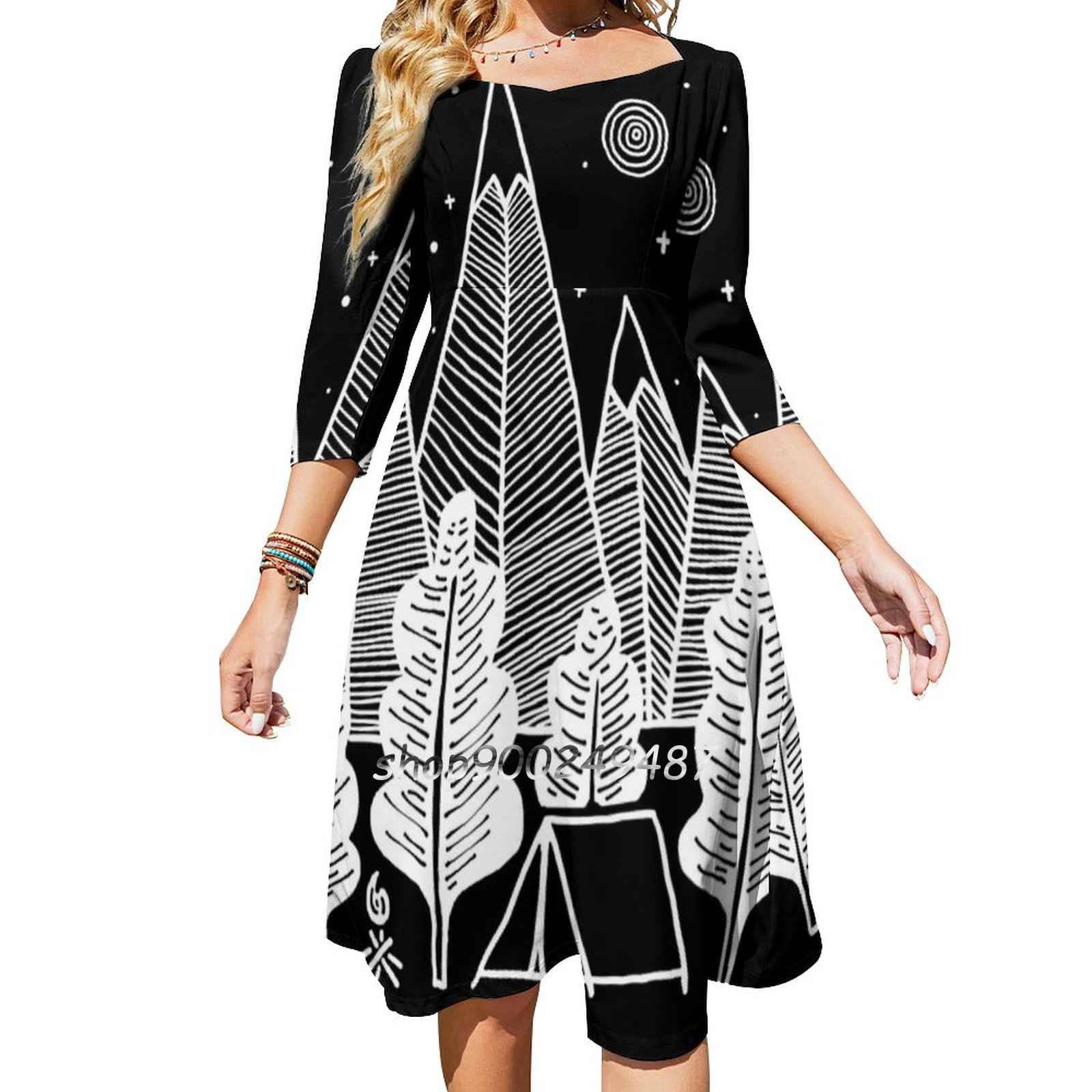 Camp Line Sweet Elegant Dress Women Korean Kawaii Square Collar Dress ...