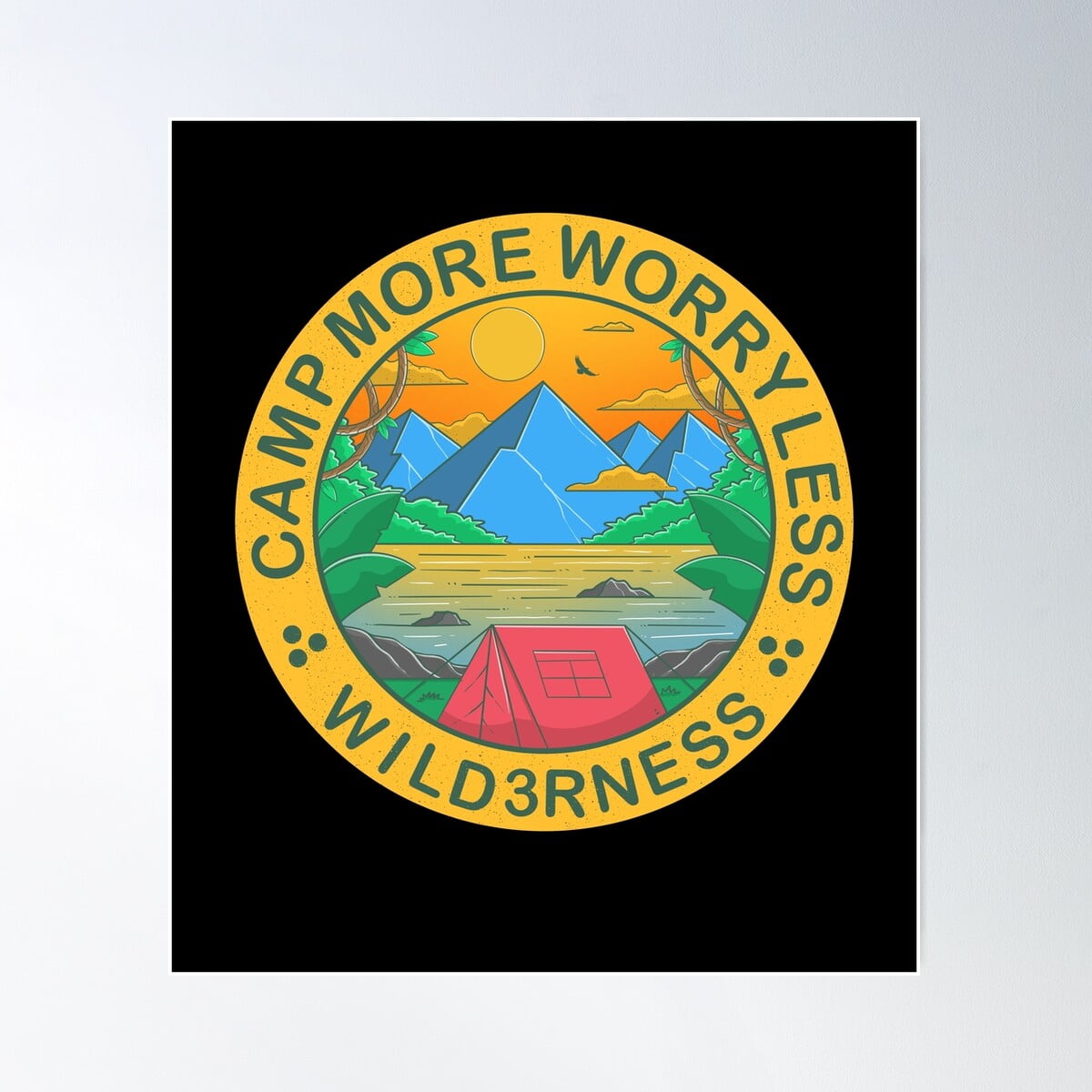 Camp More Worry Less Poster Wall Art, Modern Wall Decor For Living Room ...