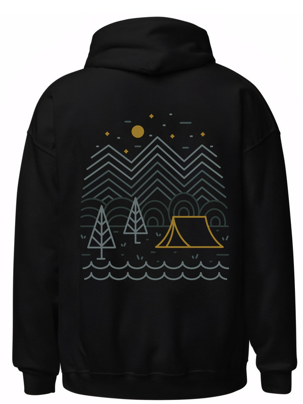 Camp Night hoodies Camping mens machine washable black Comfy Loose ...