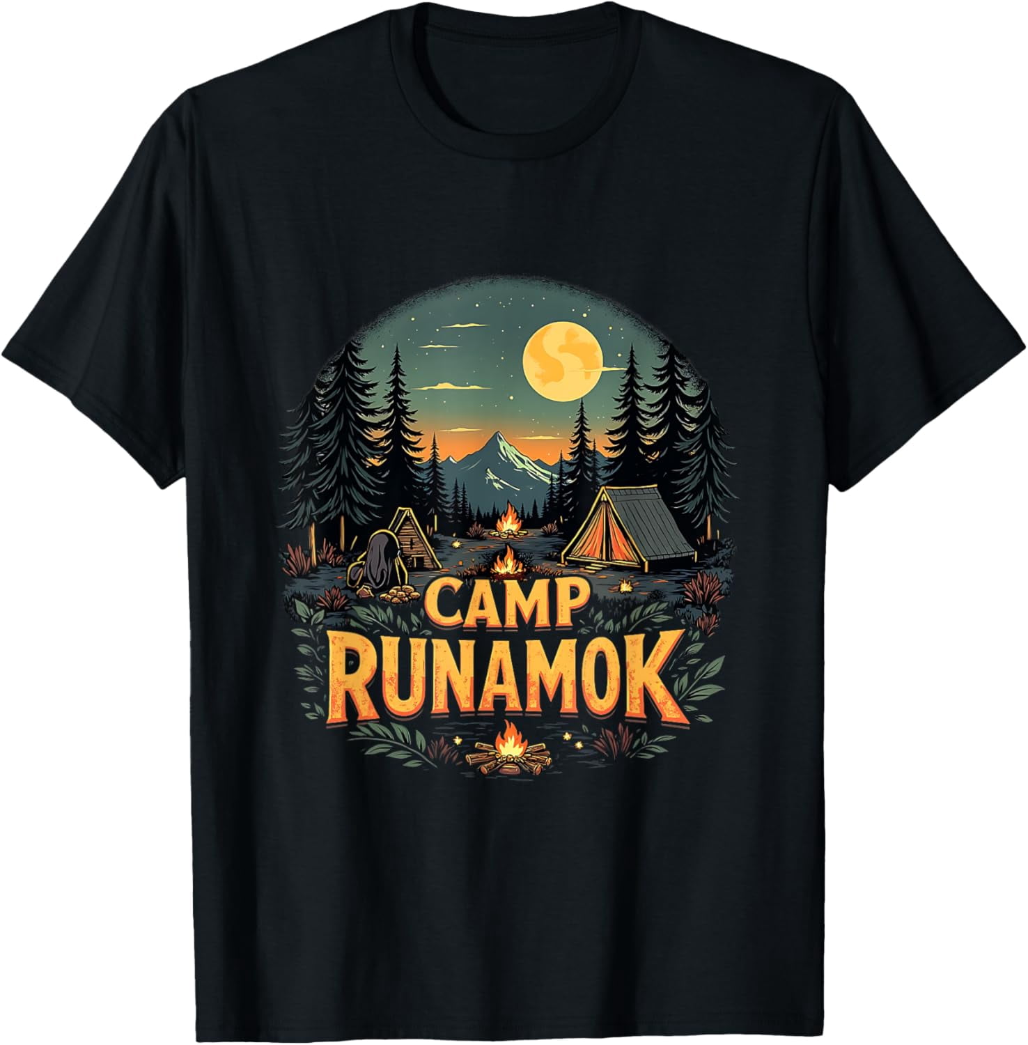 Camp Runamok Camping Cabin Outdoor Adventure Apparel T Shirt - Walmart.com