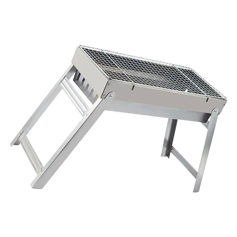 Compact Folding Barbecue Grill for BBQ in Stainless Steel Silver Small ...