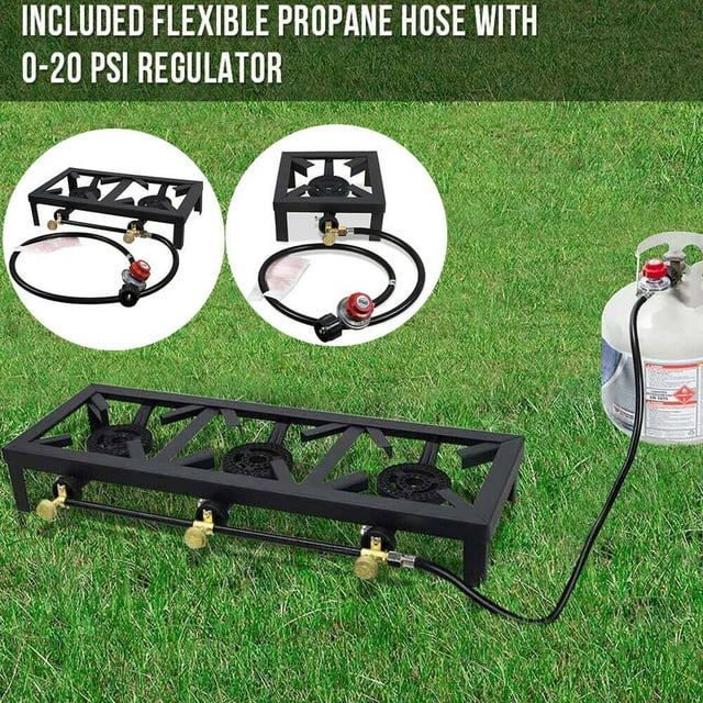 Camp Stove Single Double Three Gas Burners Iron Propane LPG Outdoor BBQ ...