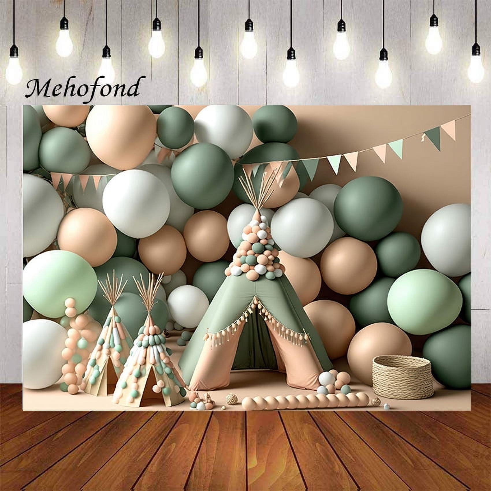 Camp Tent Green Balloon Baby Boy Birthday Party Cake Smash Portrait r Backdrop Photo Studio ...