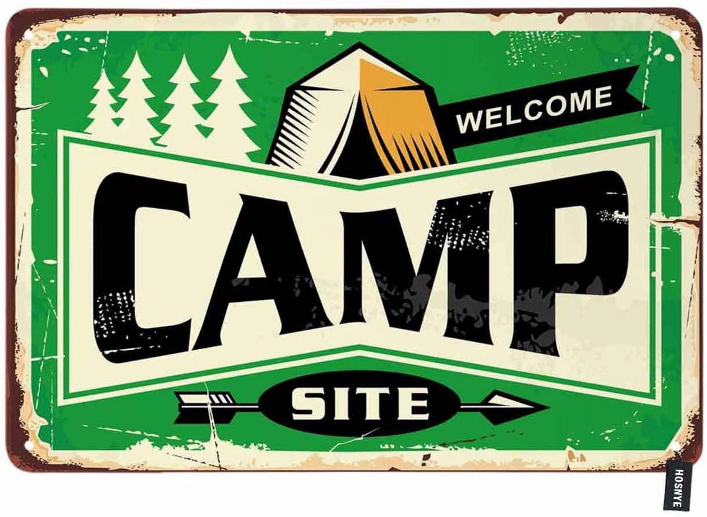 Camp Tin Sign Arrow Tree Botanical Adventure Campsite Outdoor Forest ...