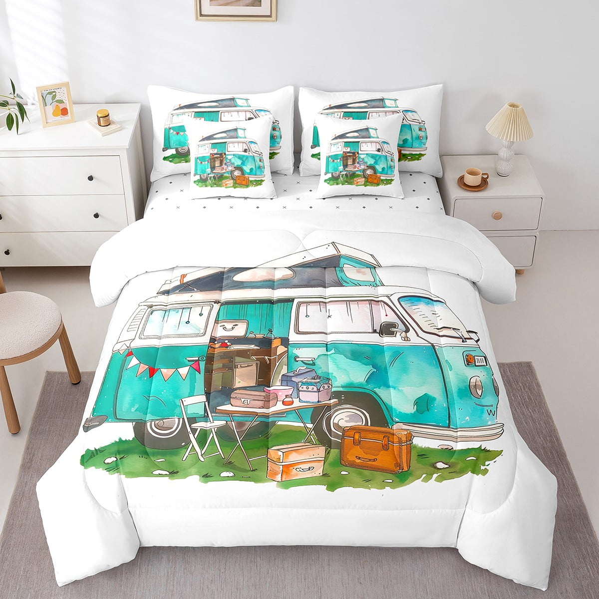 Camp Travel Car Bed in a Bag Queen Comforter Set 7 Piece,Camper Bedding ...