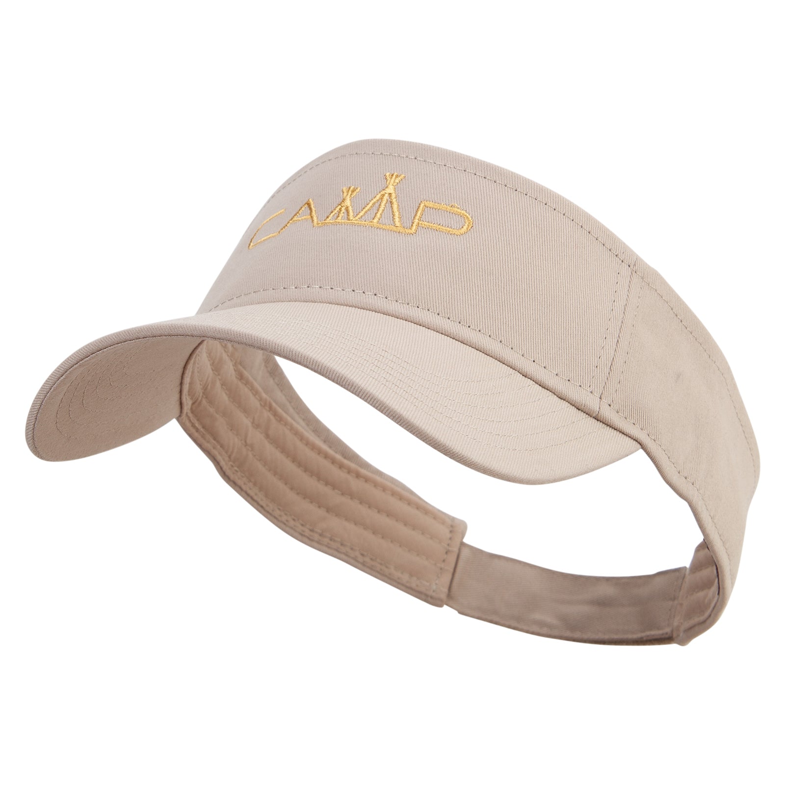 Camp Typography with Tent Embroidered Cotton Twill Sun Visor - Khaki ...