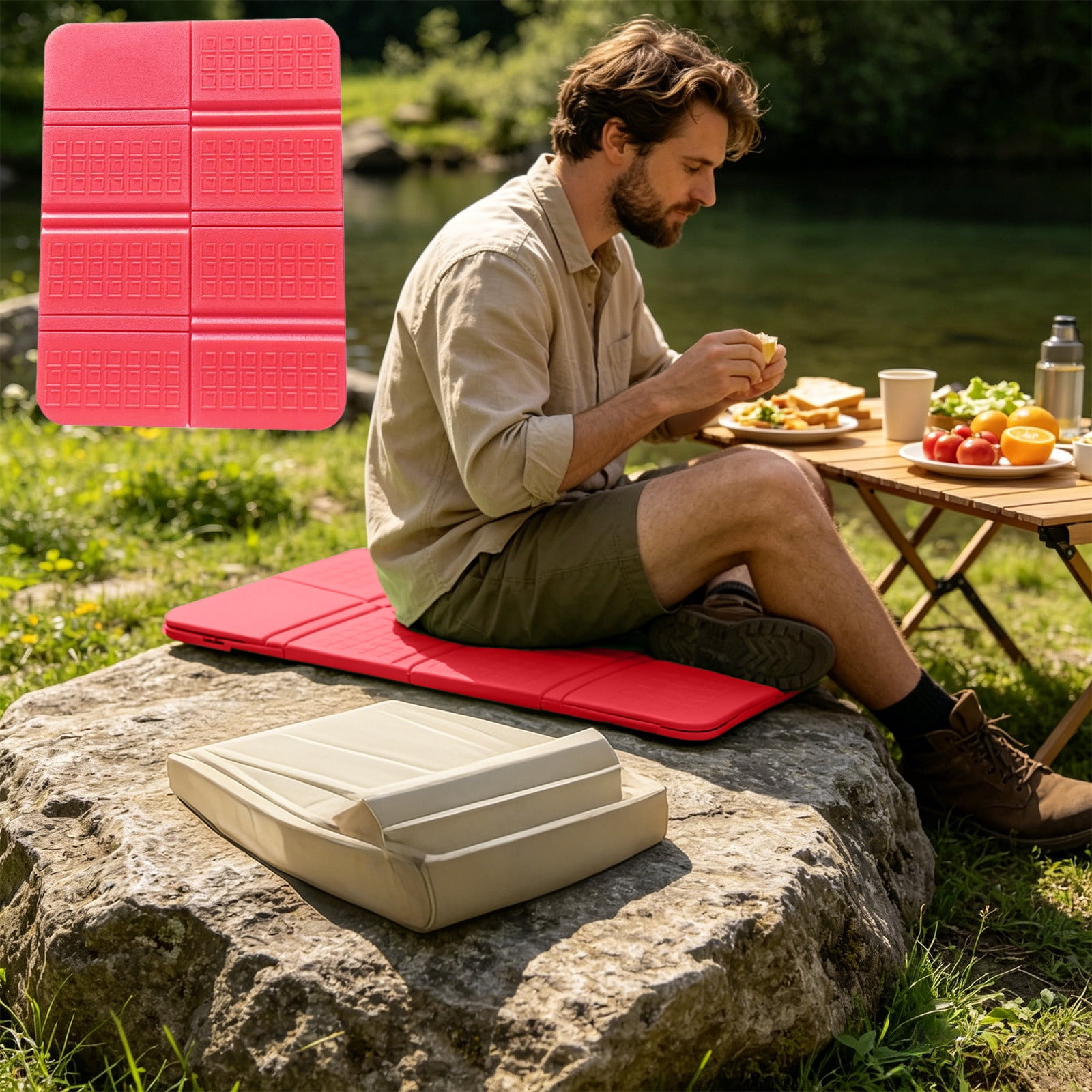 Camp mat, foldable outdoor cushion, waterproof foam layer, for picnic ...