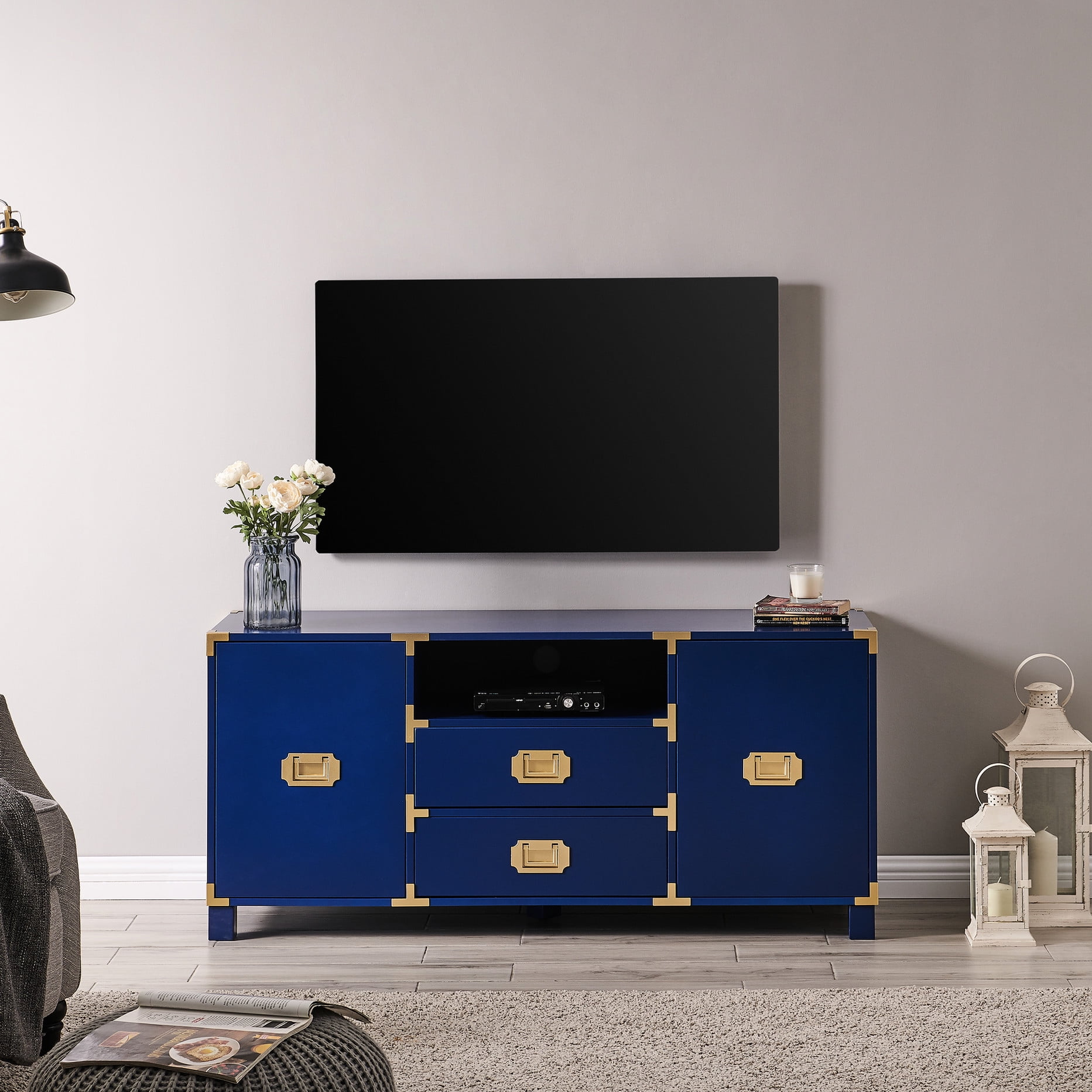 Campaign Console - Navy, Side Cabinets with Shelving - Walmart.com